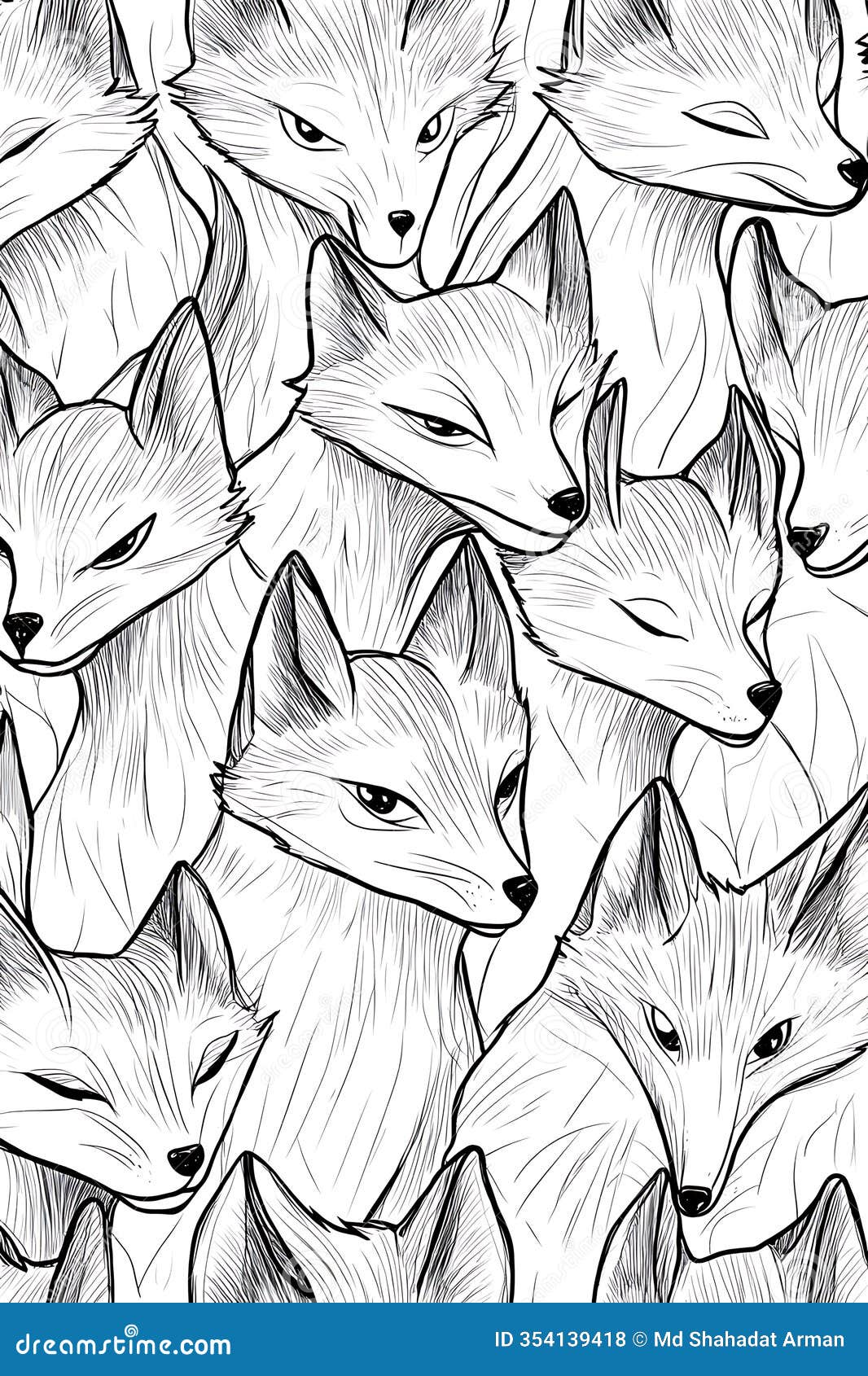 Monochrome fox pattern stock illustration. Illustration of repeat ...