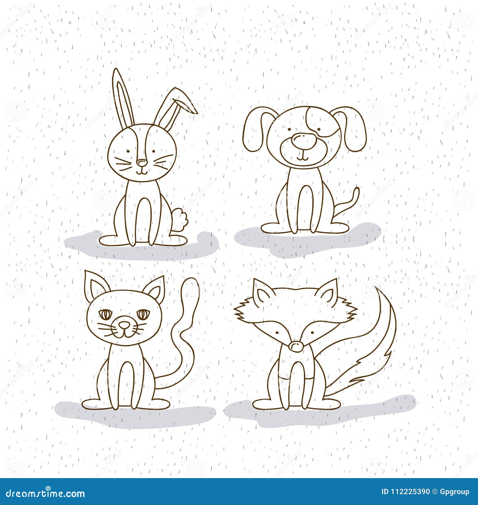 Monochrome Frame Hand Drawn of Animals Stock Vector - Illustration of ...