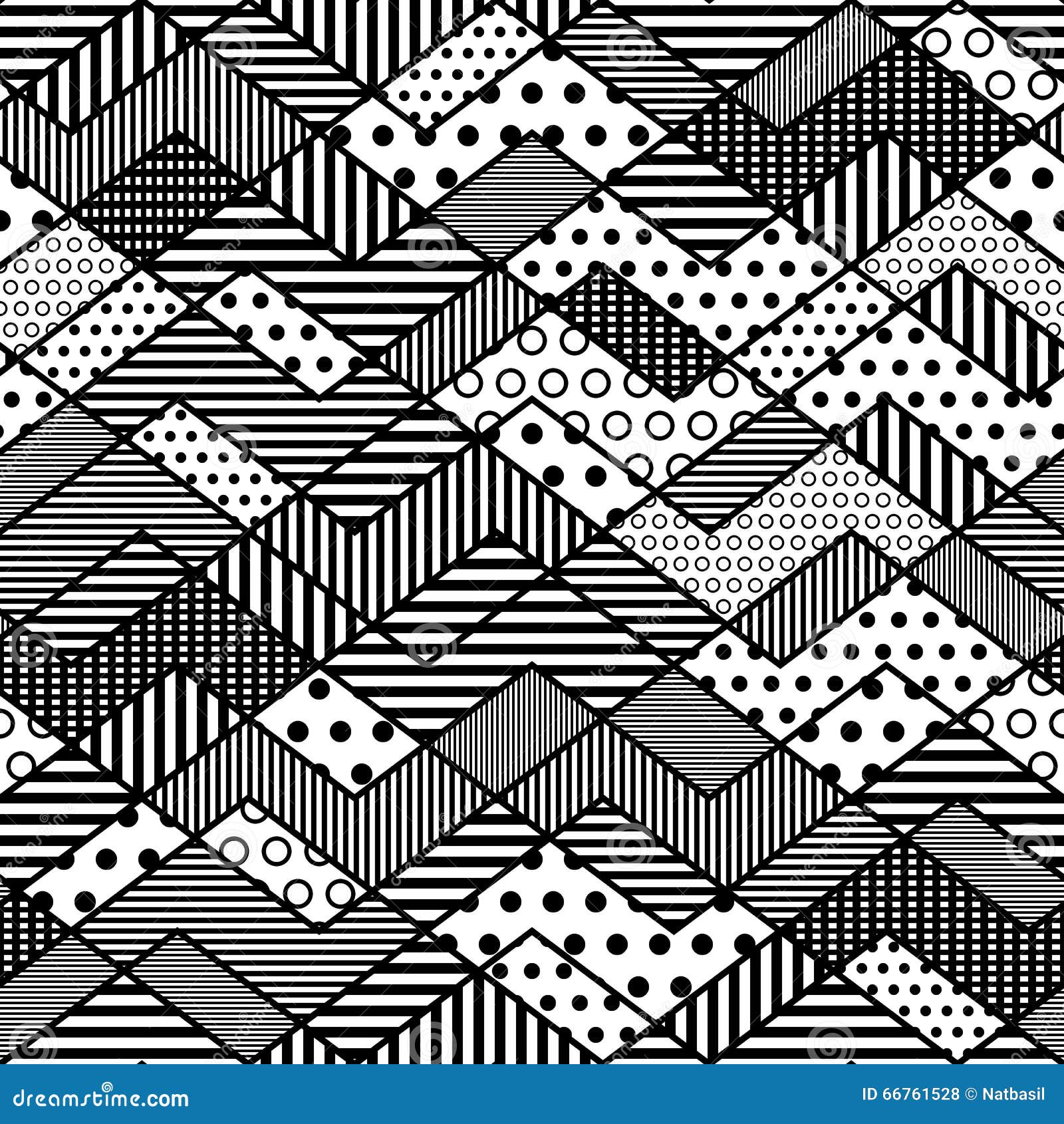 Monochrome Geometric Patchwork Pattern Stock Vector - Illustration of ...