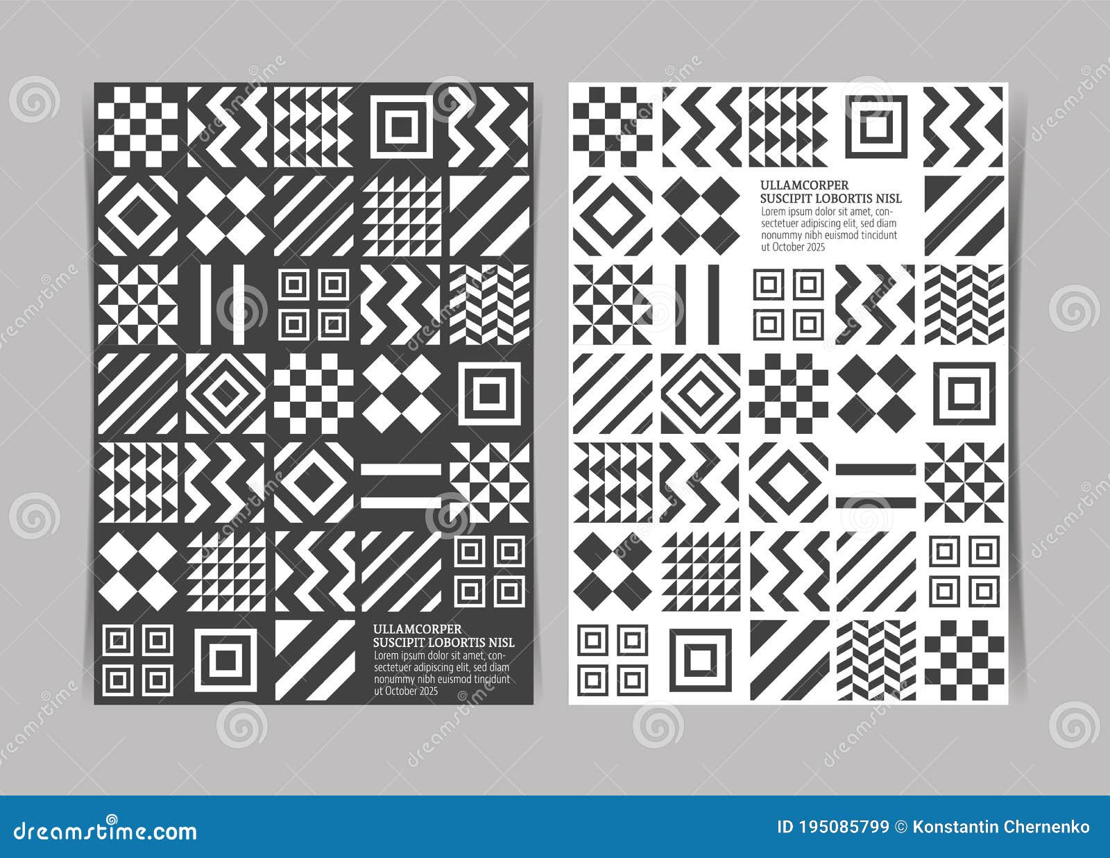 Monochrome Geometric Patterns Background Event Flyer Template Stock ...