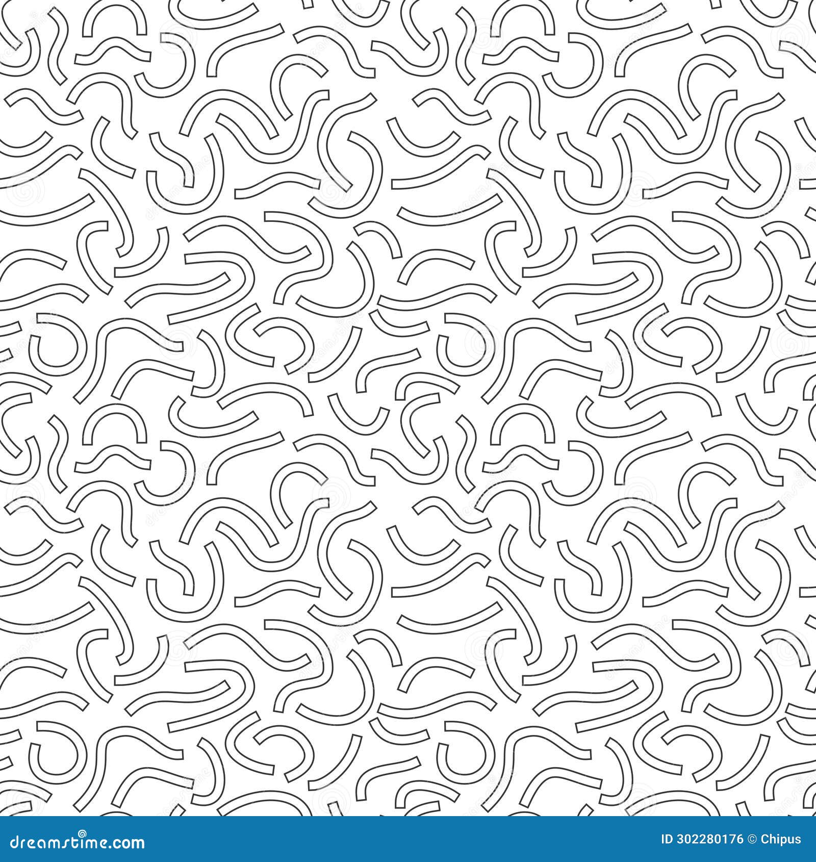 Monochrome Geometric Seamless Pattern. Black Outline Curved Lines Stock ...