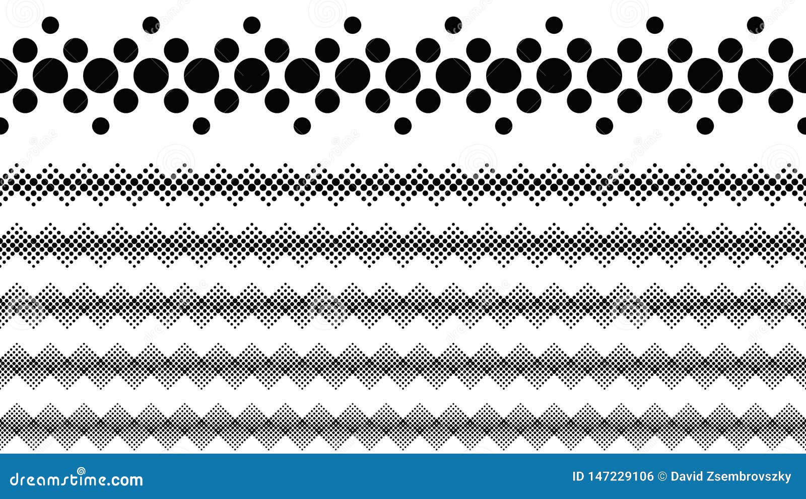 Monochrome Geometrical Dotted Pattern Divider Line Set Stock Vector ...