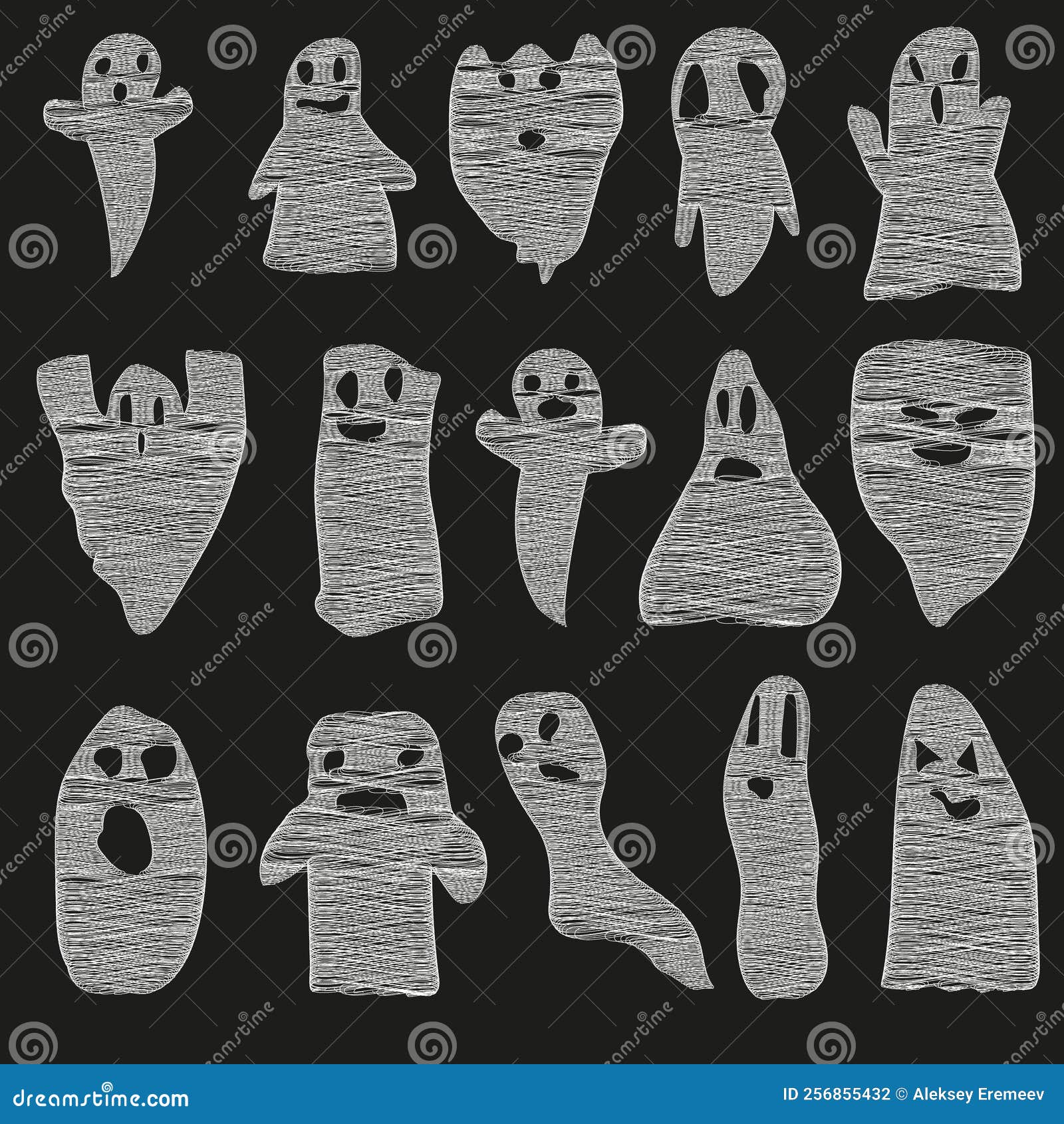 Monochrome Ghost Apparition Spook Horror Set. Ghost Shadow Funny. Ghost ...