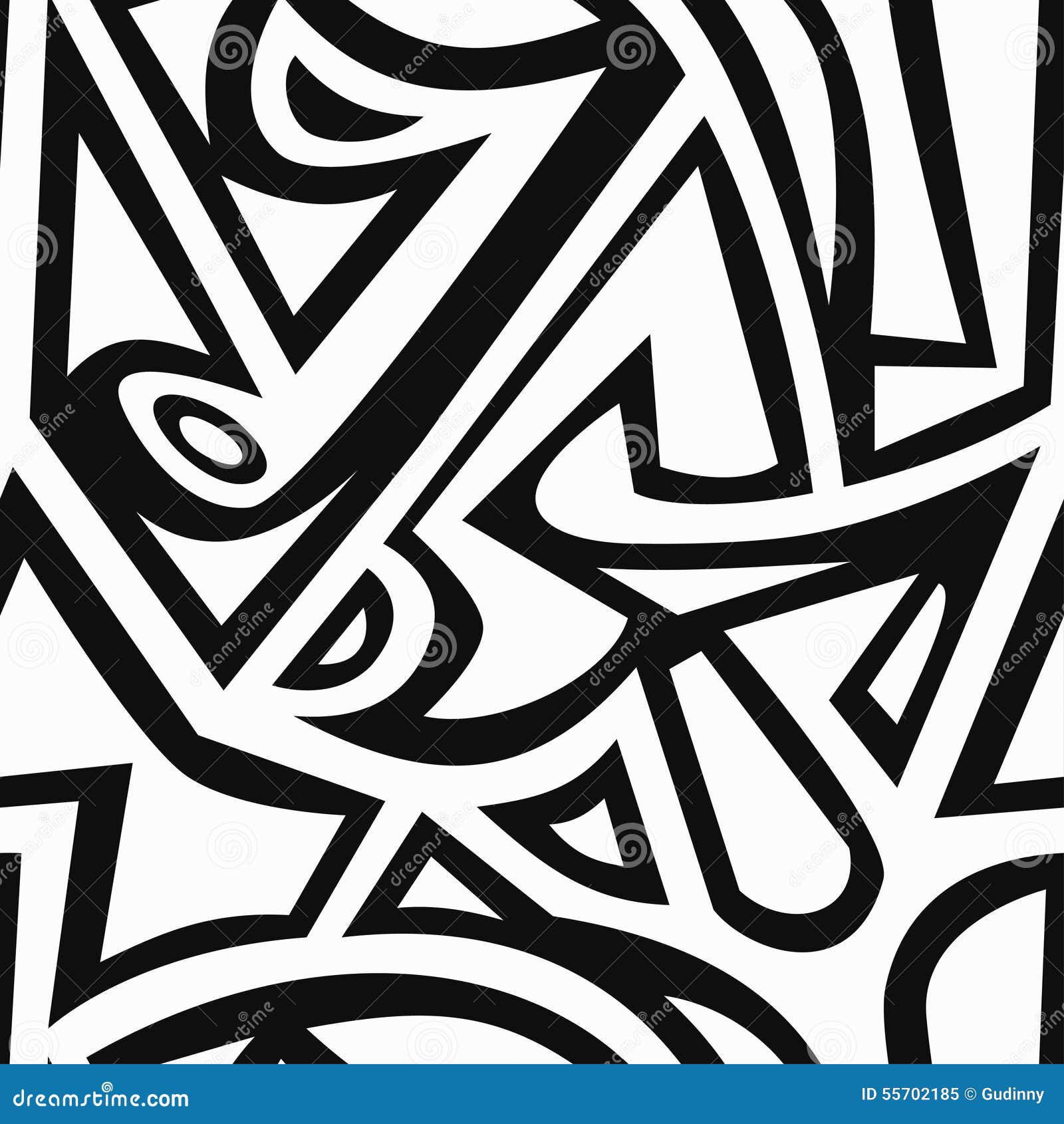 Monochrome Graffiti Seamless Pattern Stock Vector - Illustration of ...