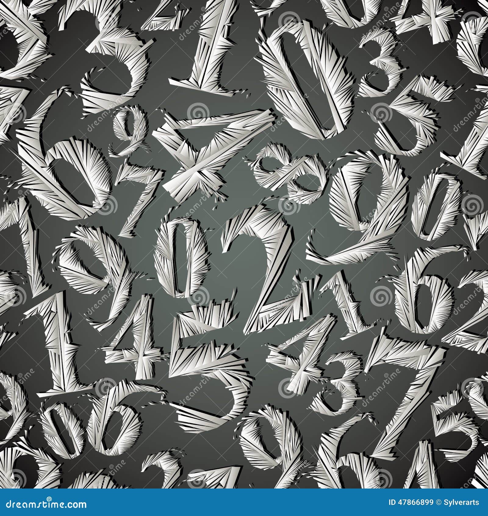 Monochrome Graphic Stylized Numbers Seamless Pattern. Stock Vector ...