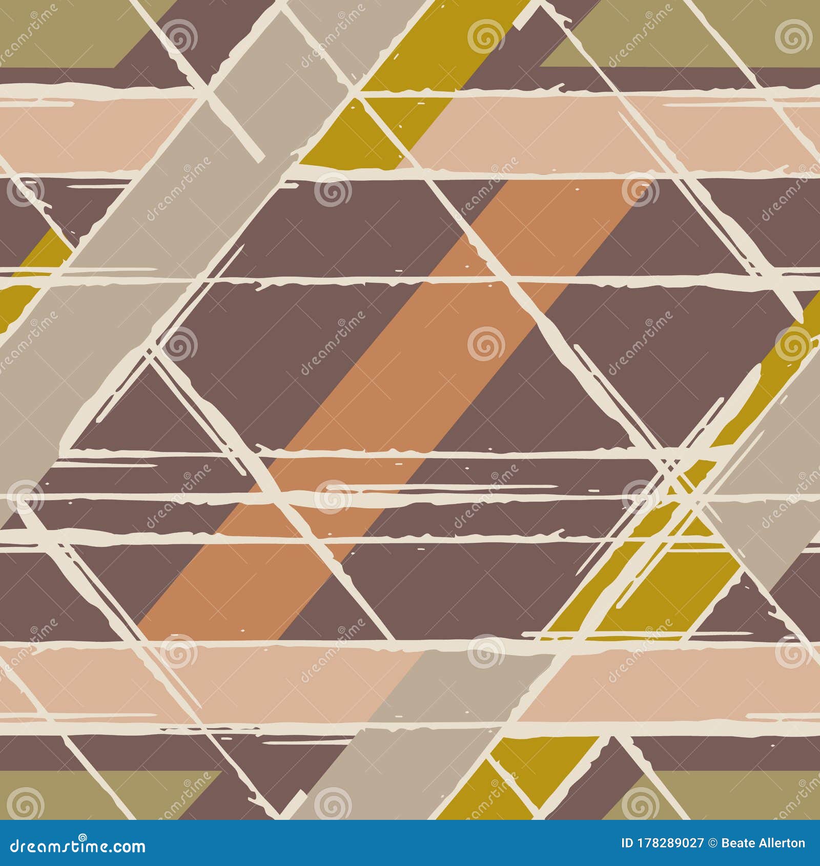 Monochrome Grunge Stripe Vector Seamless Pattern Background. Brush ...