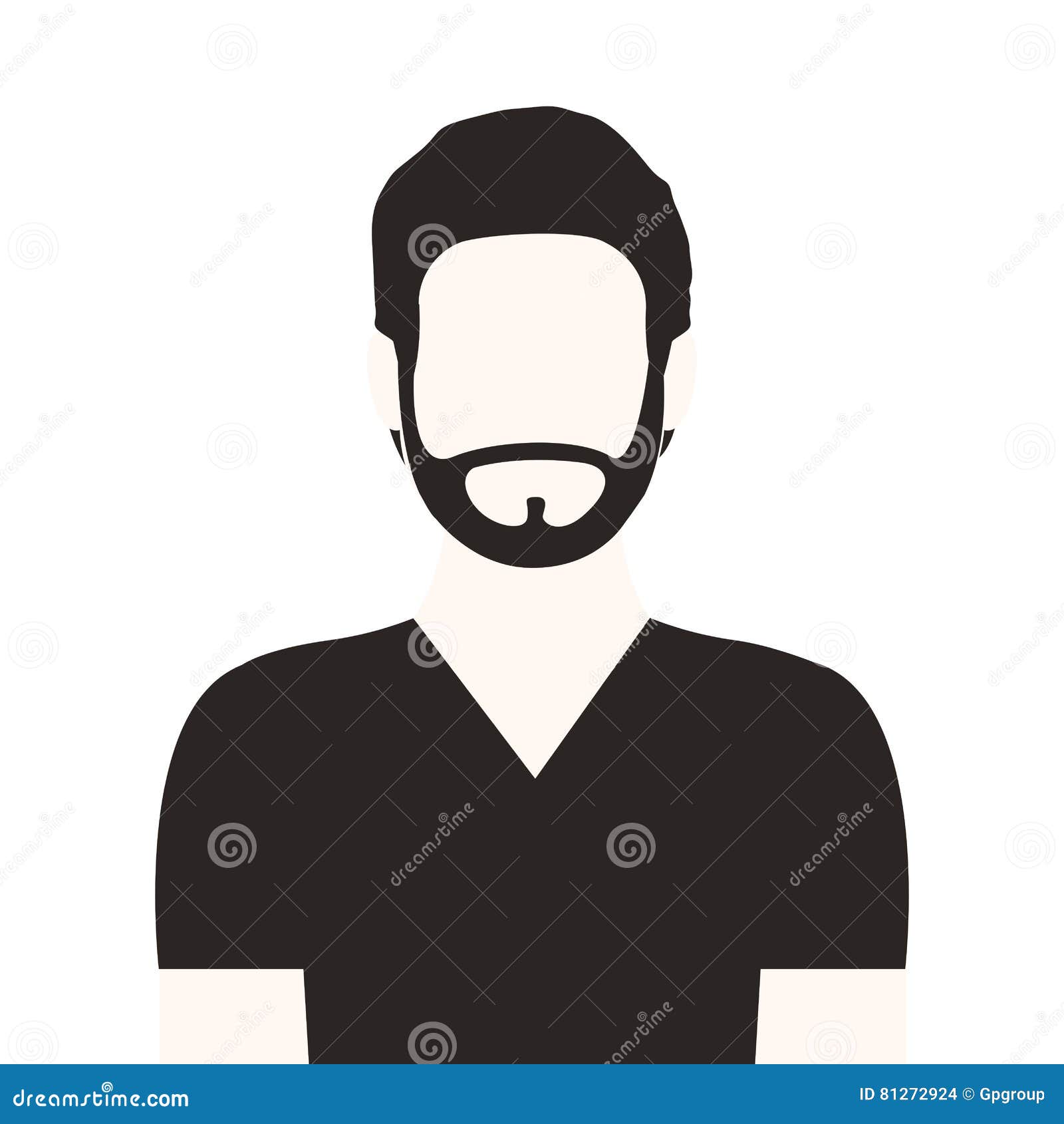 Monochrome Half Body Man with Beard without Face Stock Illustration ...