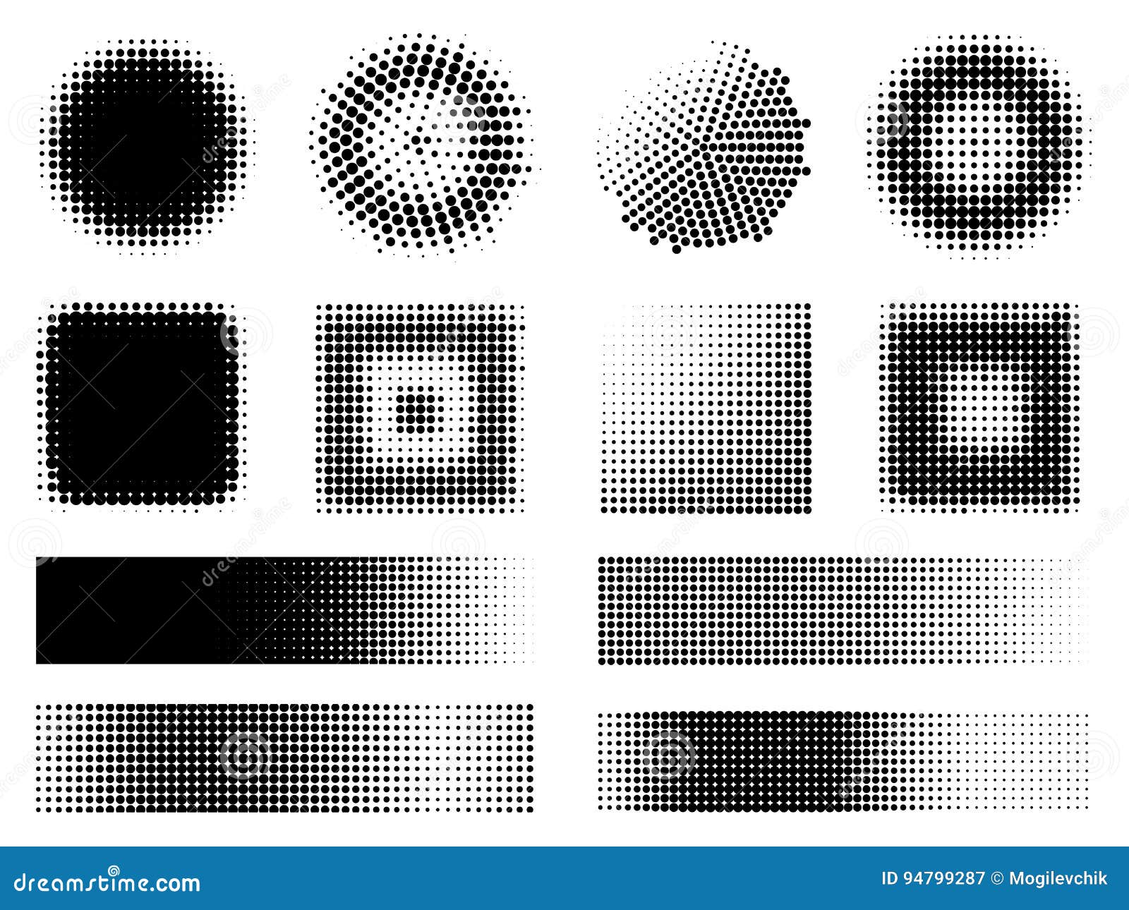 Monochrome Halftone Effects Design Elements Set Stock Vector ...