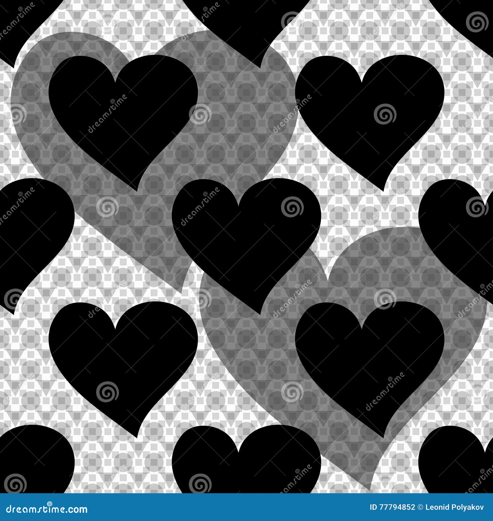 Monochrome Hearts Seamless Pattern Stock Vector - Illustration of retro ...