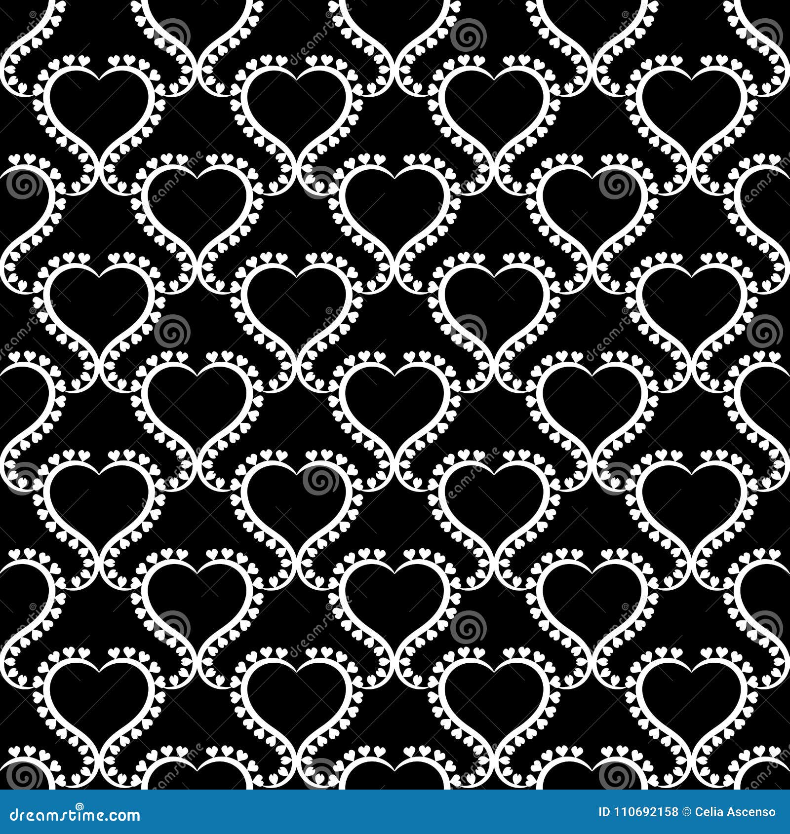 Monochrome Hearts Seamless Texture Wallpaper Stock Illustration ...
