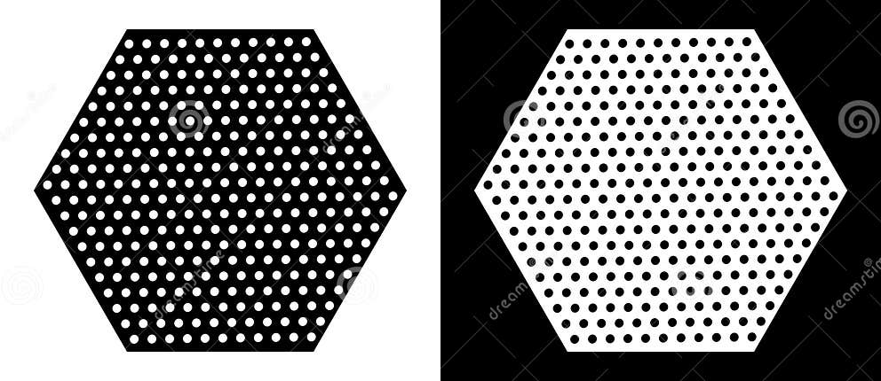 Monochrome Hexagon with Dots Inside. Black Shape on a White Background ...