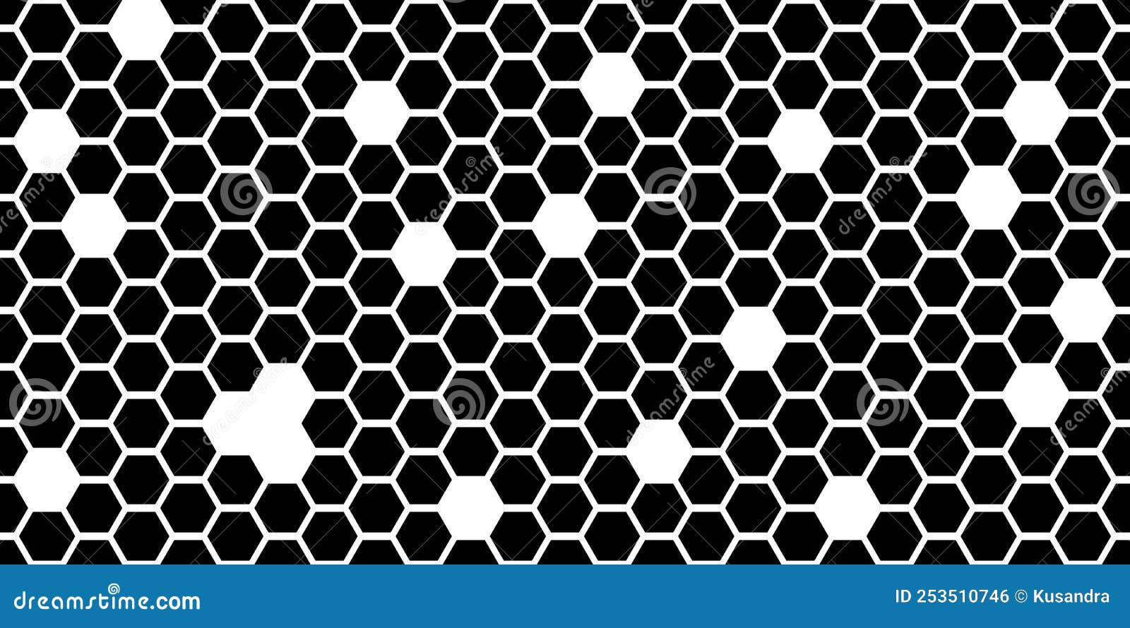 Monochrome Honeycomb Or Hexagonal Background With Lotus Flowers ...