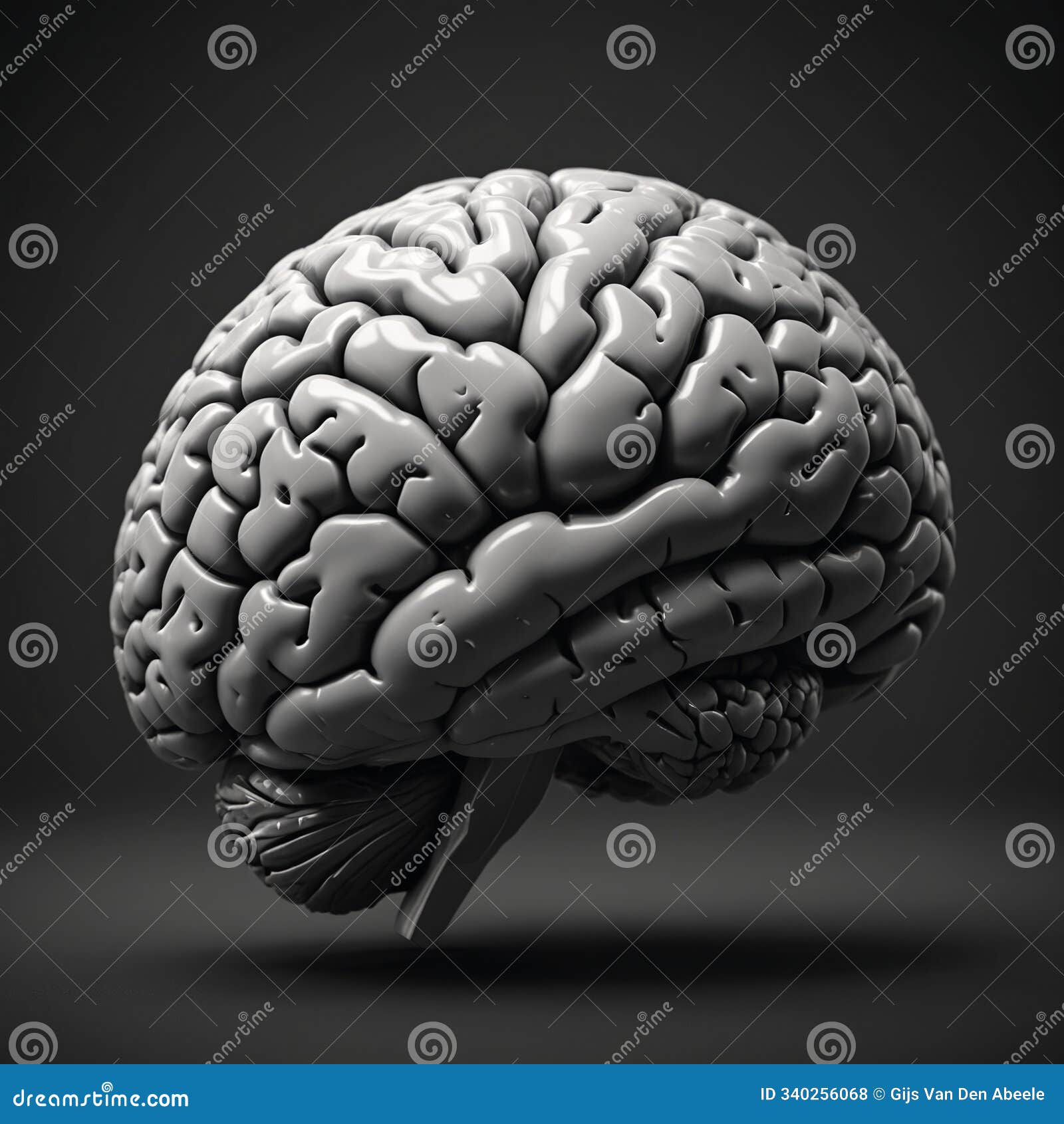 Monochrome Hyperrealistic 3D Brain Render in Unreal Engine Stock ...