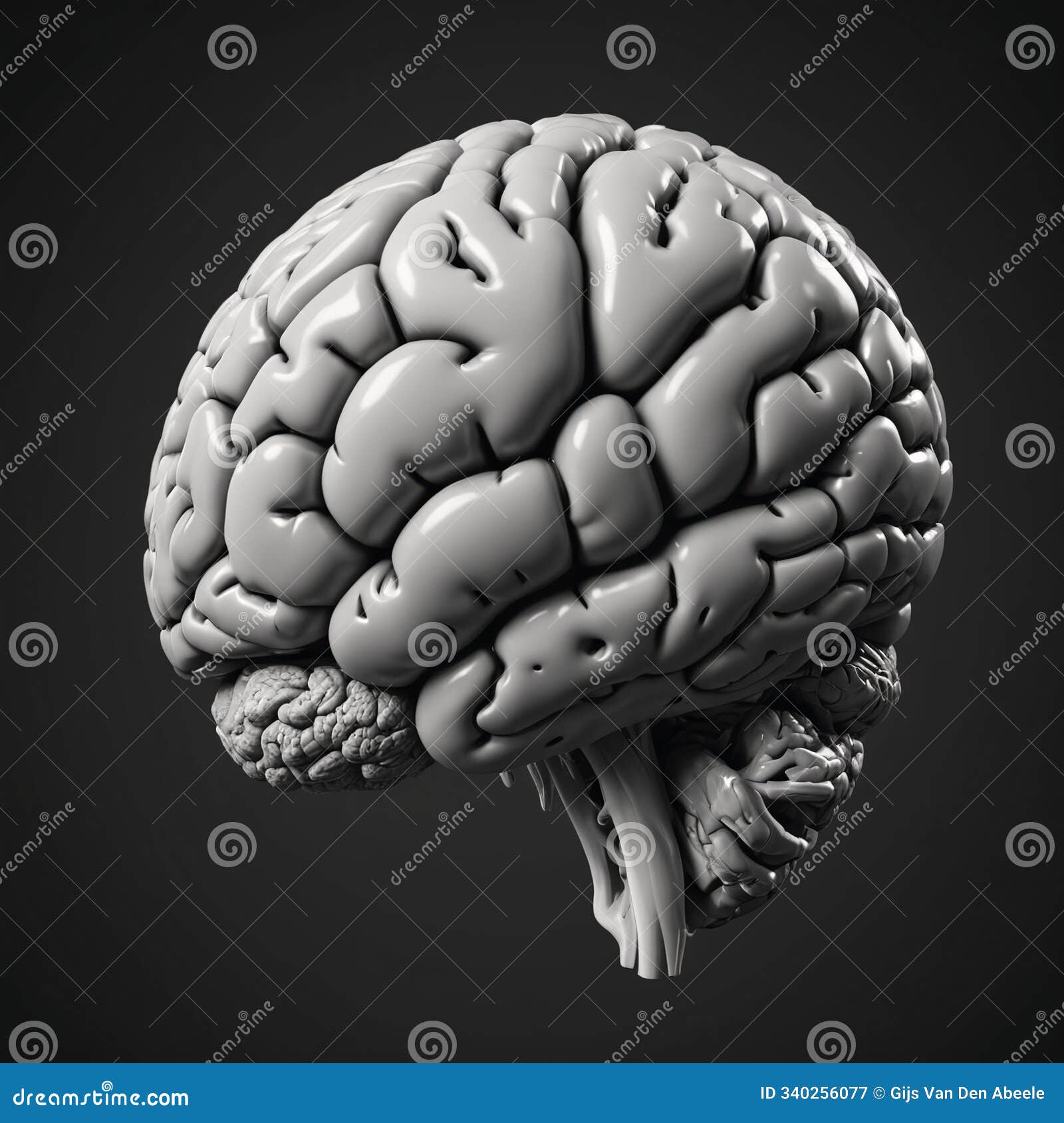 Monochrome Hyperrealistic 3D Brain Render in Unreal Engine Stock ...