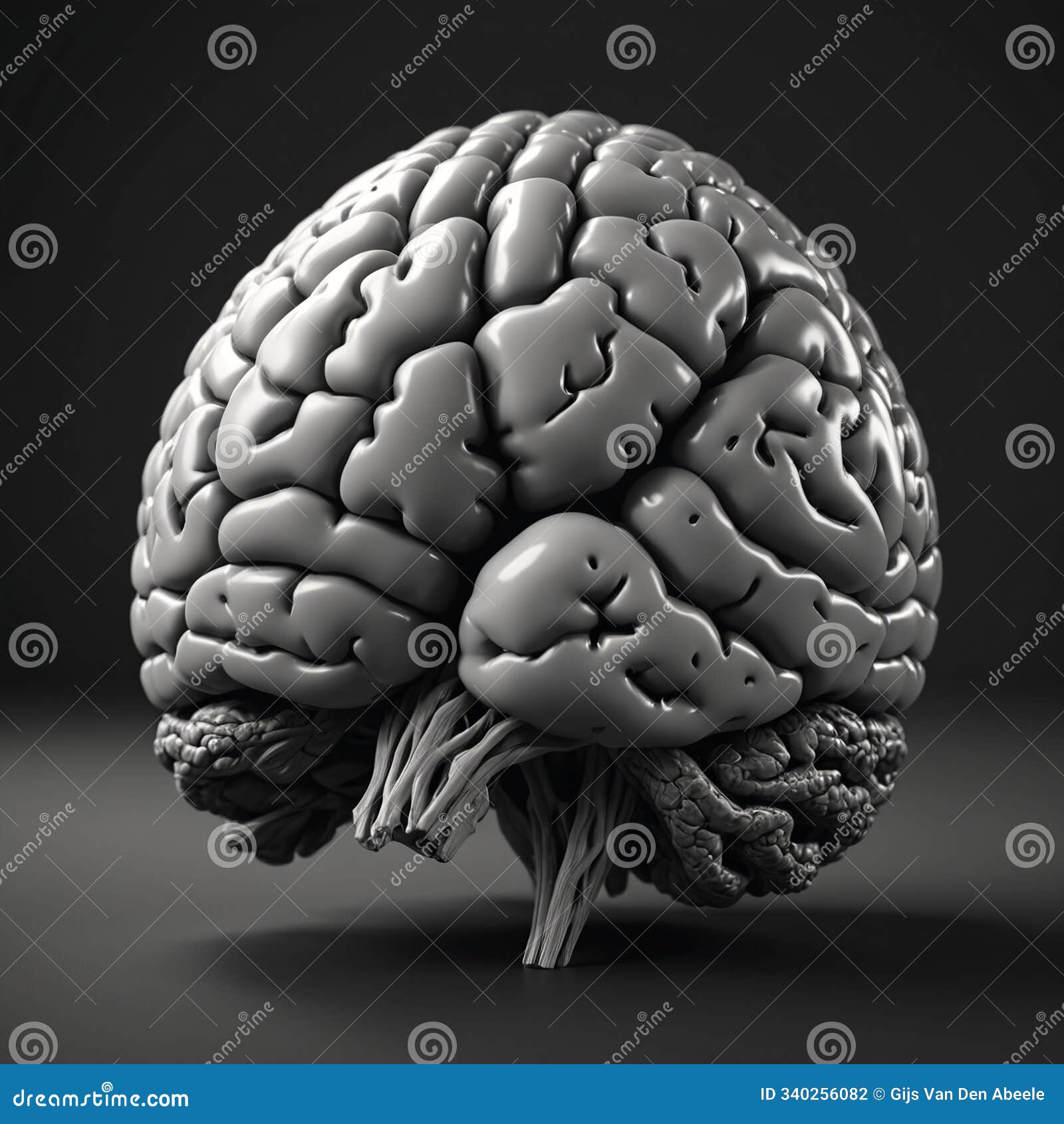 Monochrome Hyperrealistic 3D Brain Render In Unreal Engine Stock Image ...