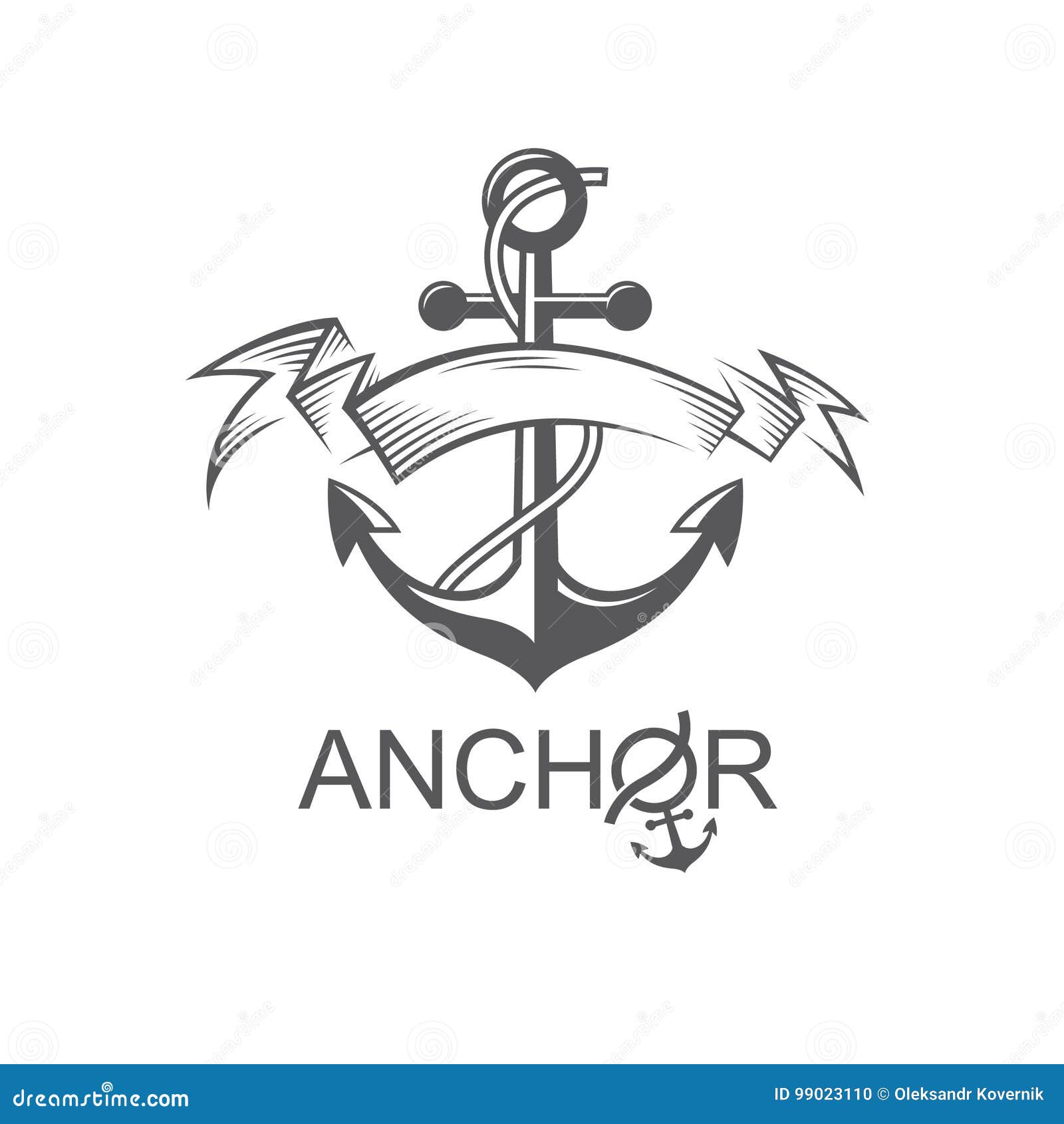 Anchor symbol with ribbon stock vector. Illustration of anchor - 99023110