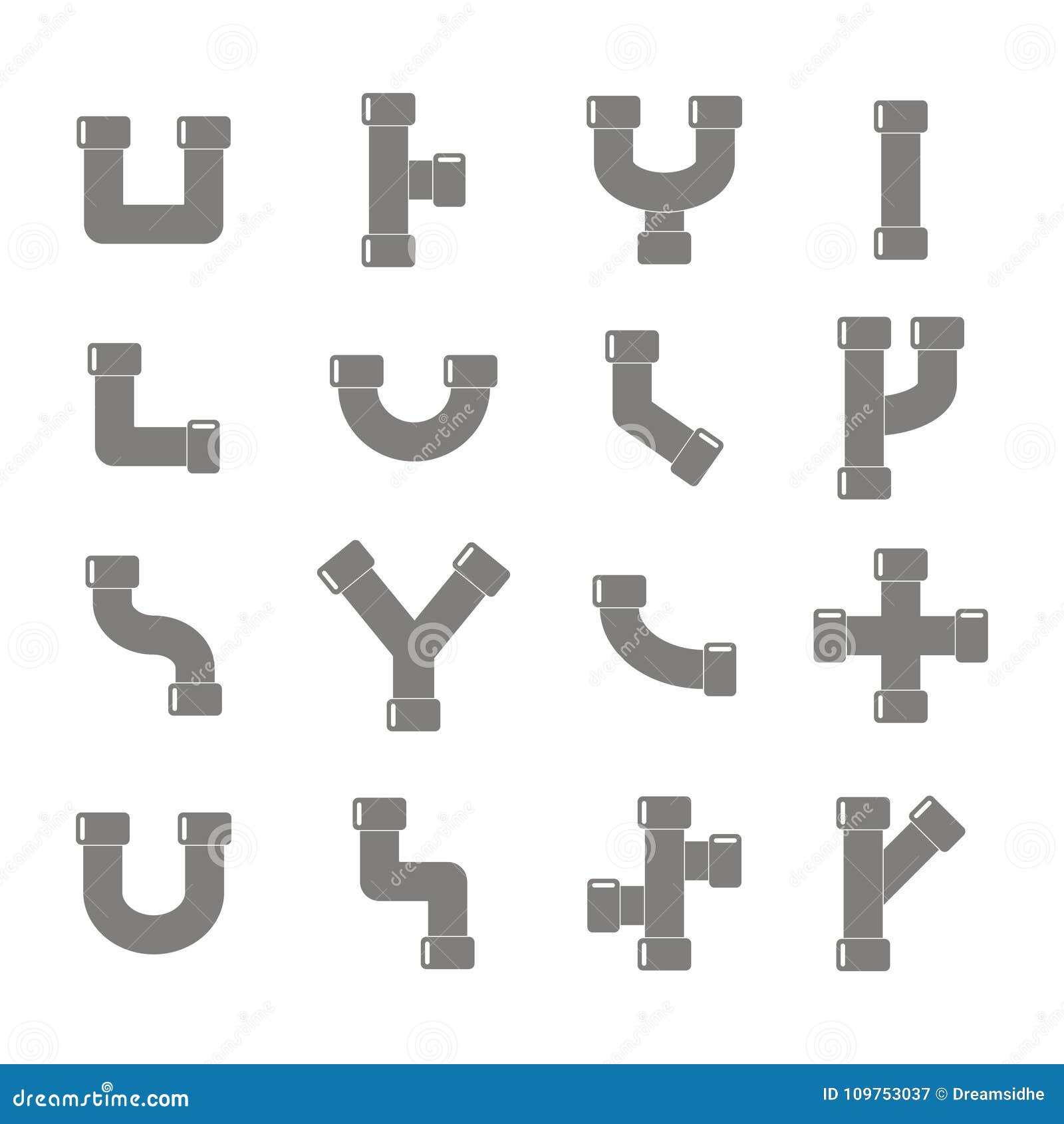 Monochrome Icon Set with Pipes Stock Vector - Illustration of pipe ...
