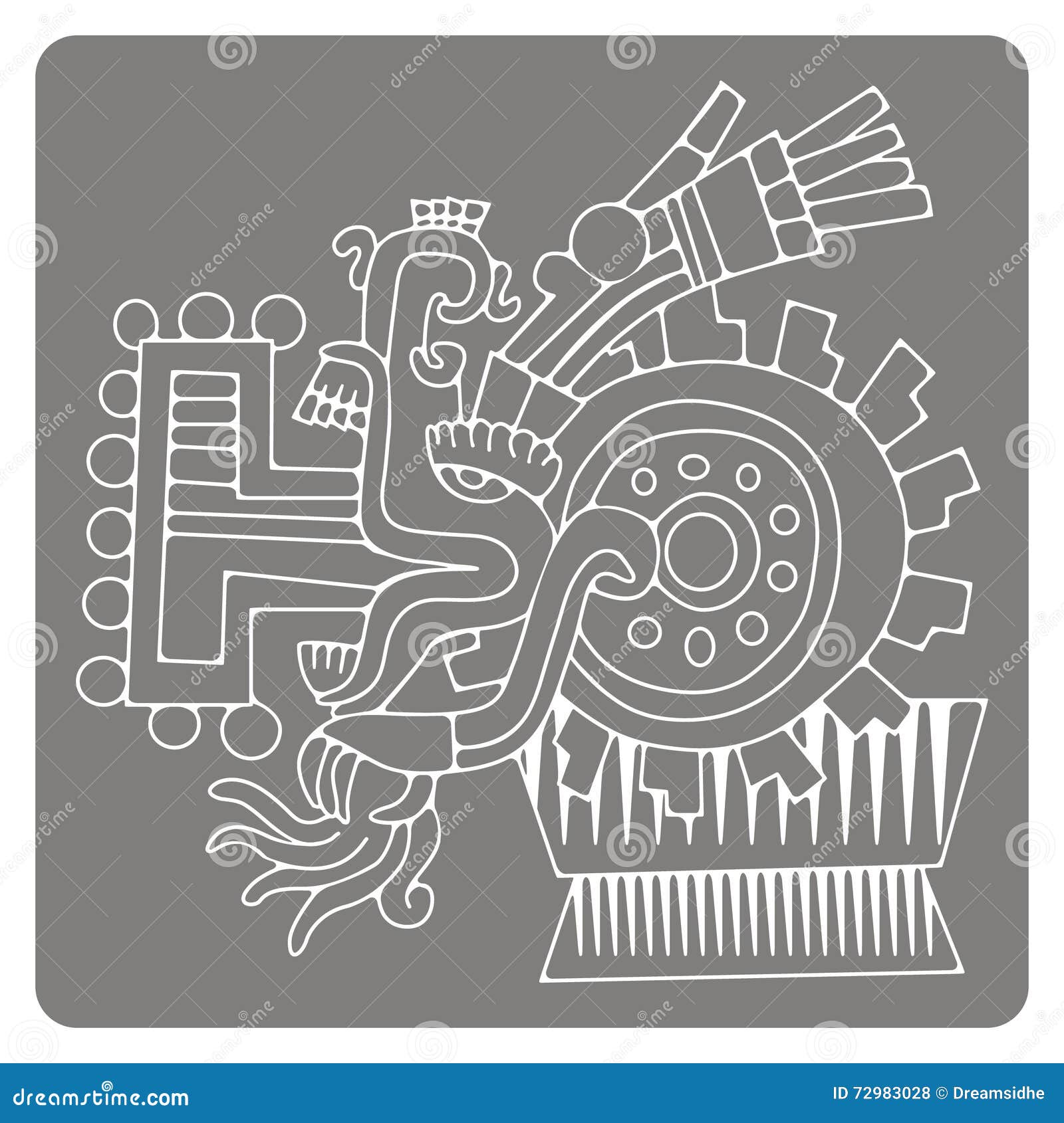 Monochrome Icon with Symbols from Aztec Codices Stock Vector ...