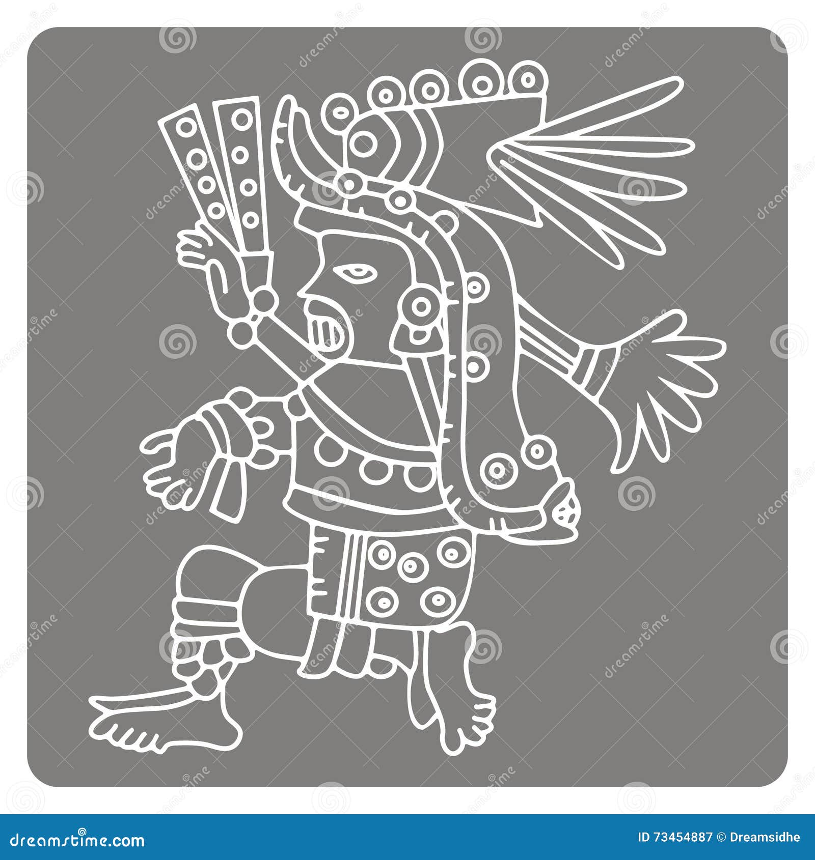 Monochrome Icon with Symbols from Aztec Codices Stock Vector ...