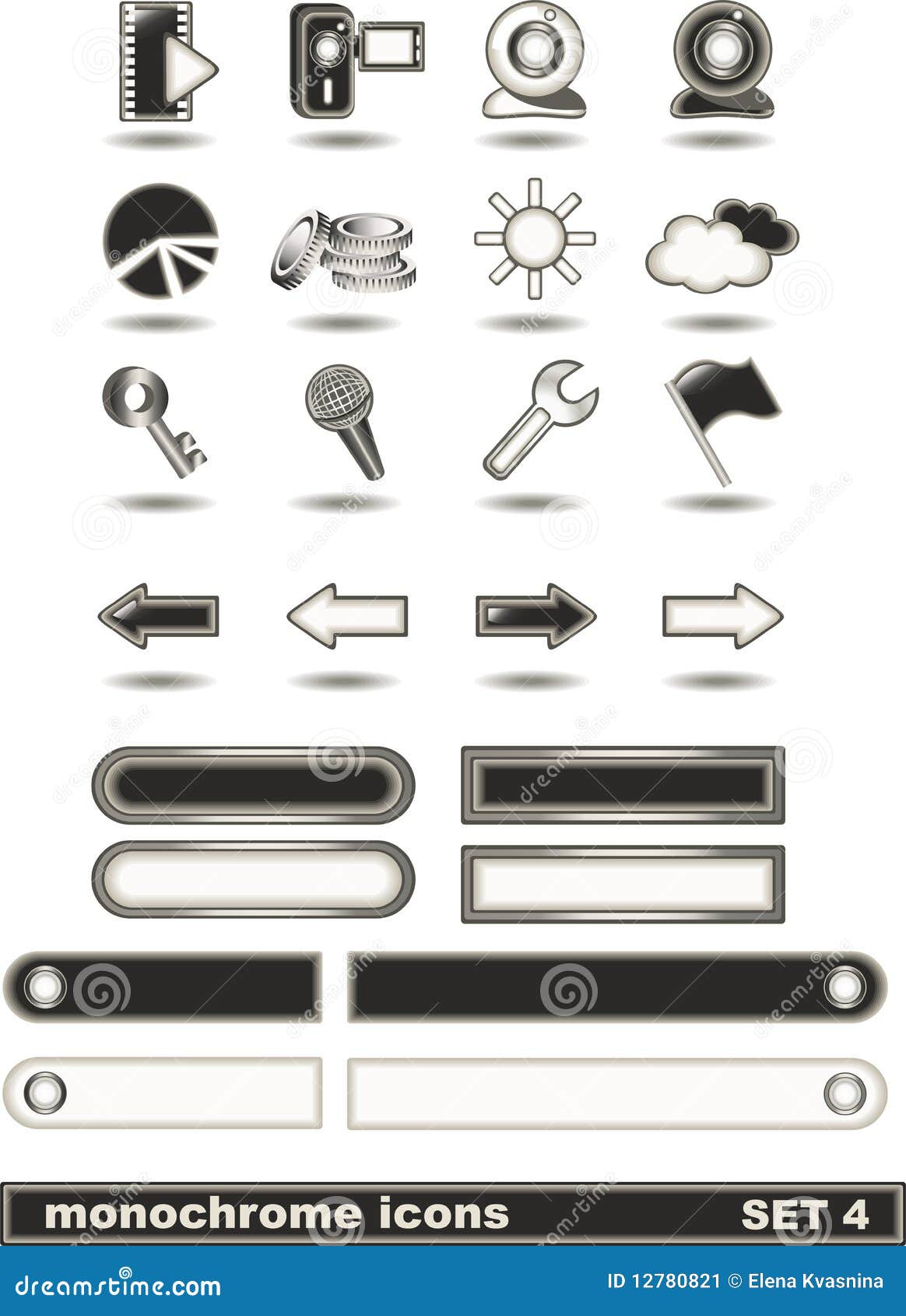 Monochrome icons set 4 stock vector. Illustration of sign - 12780821