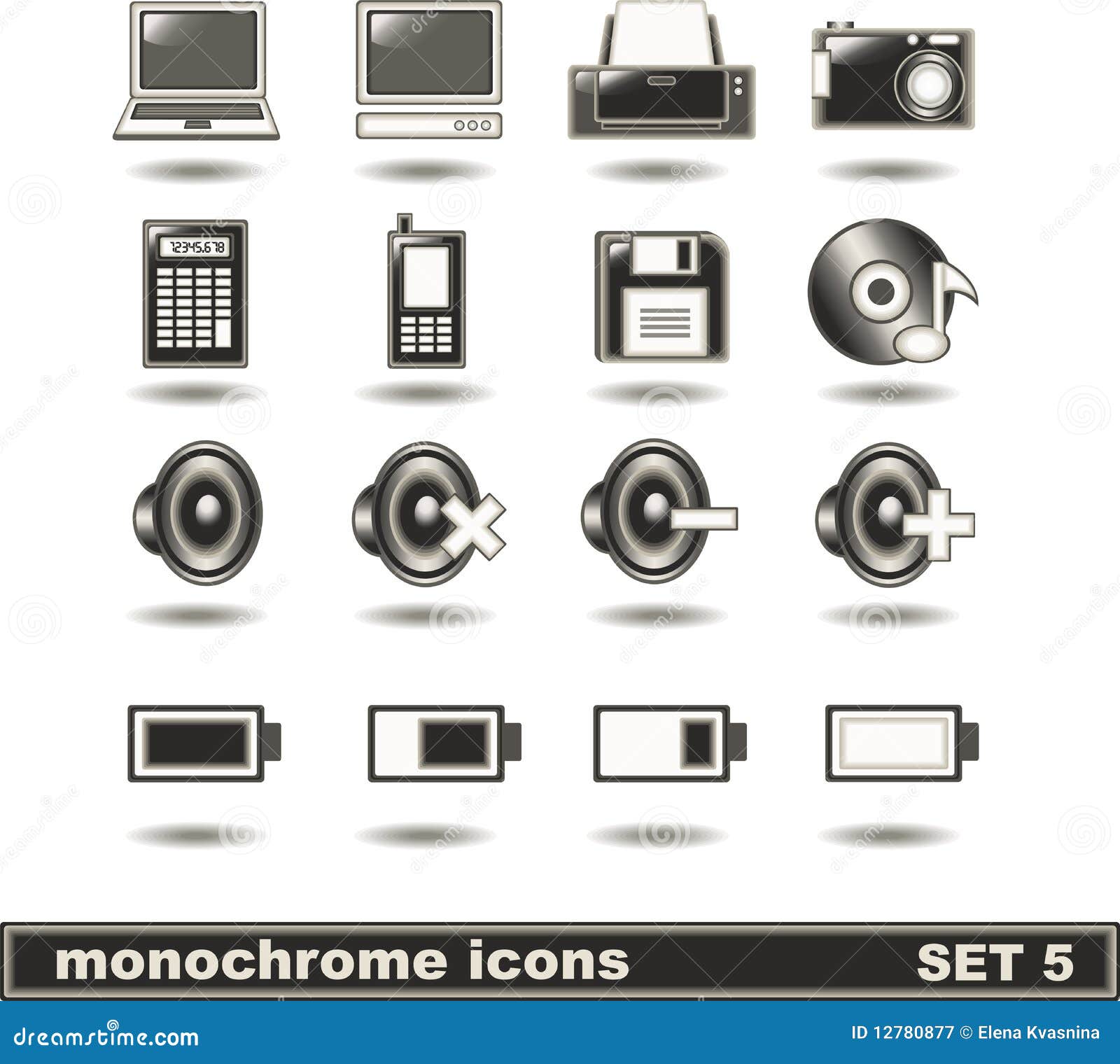Monochrome icons set 5 stock vector. Illustration of graphic - 12780877