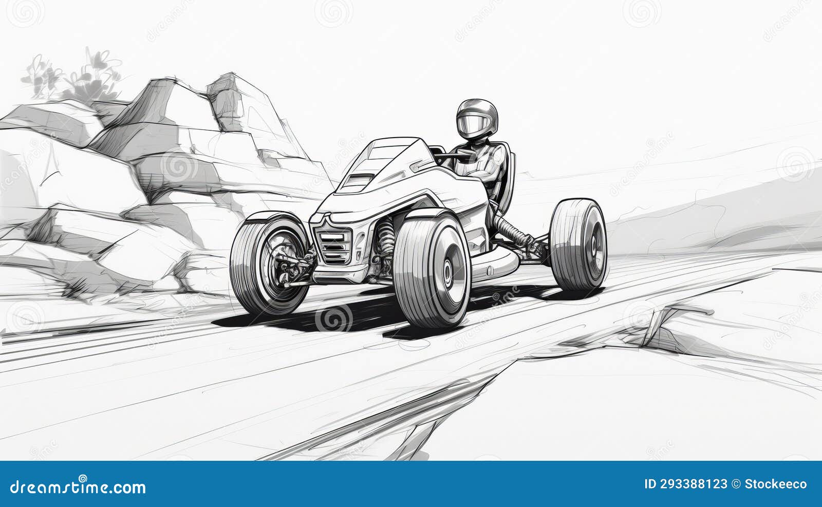 Minimalistic Go-kart Sketch with Bold and Dynamic Lines Stock ...