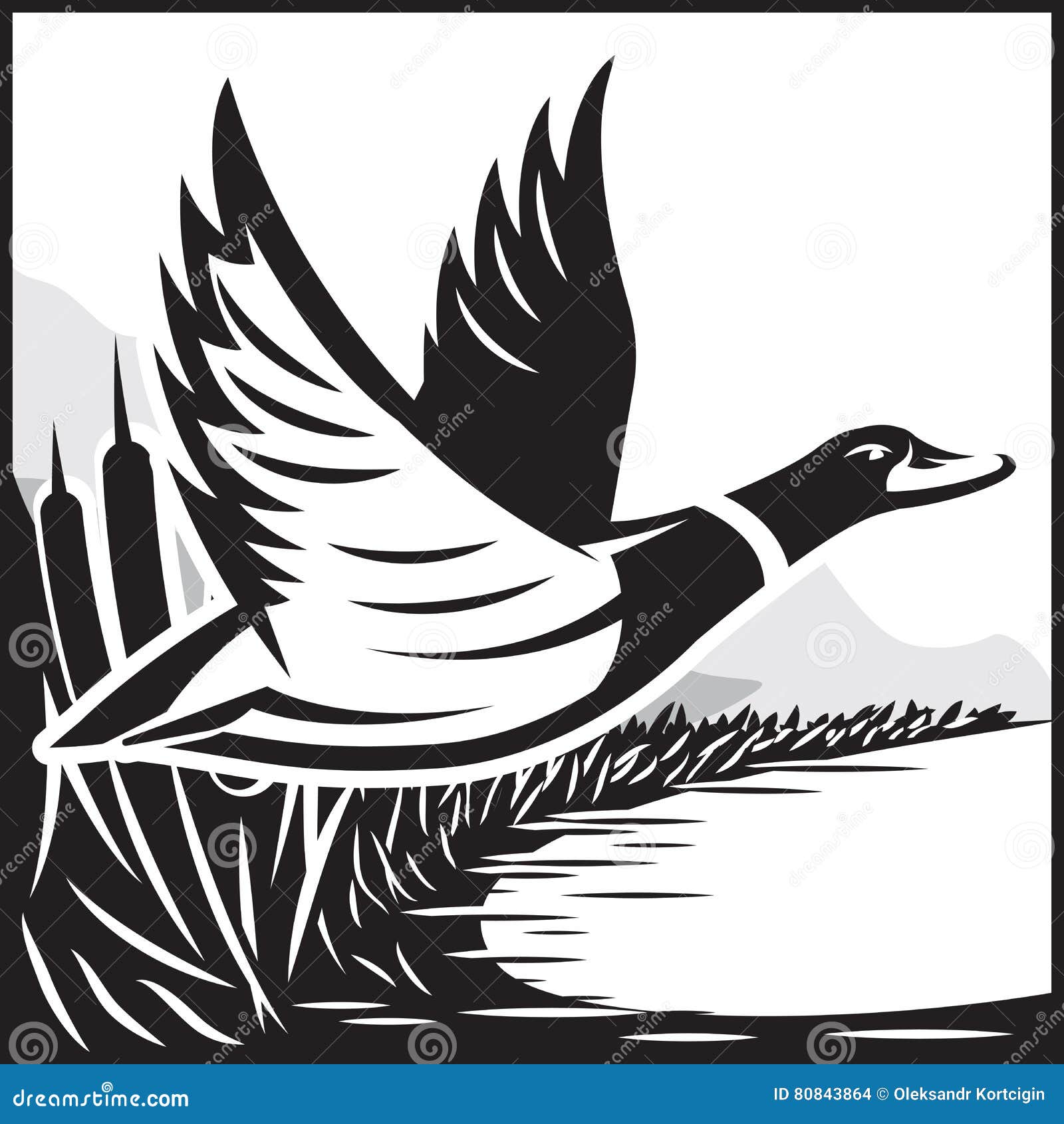 Wild Duck Vector Silhouette Illustration Isolated On White Background ...