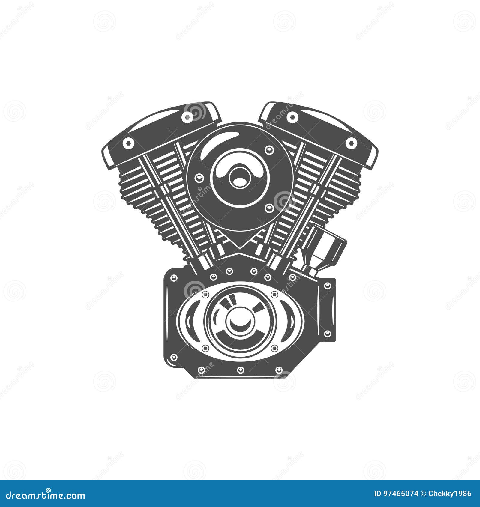 Monochrome Illustration of Motorcycle Engine Stock Vector ...