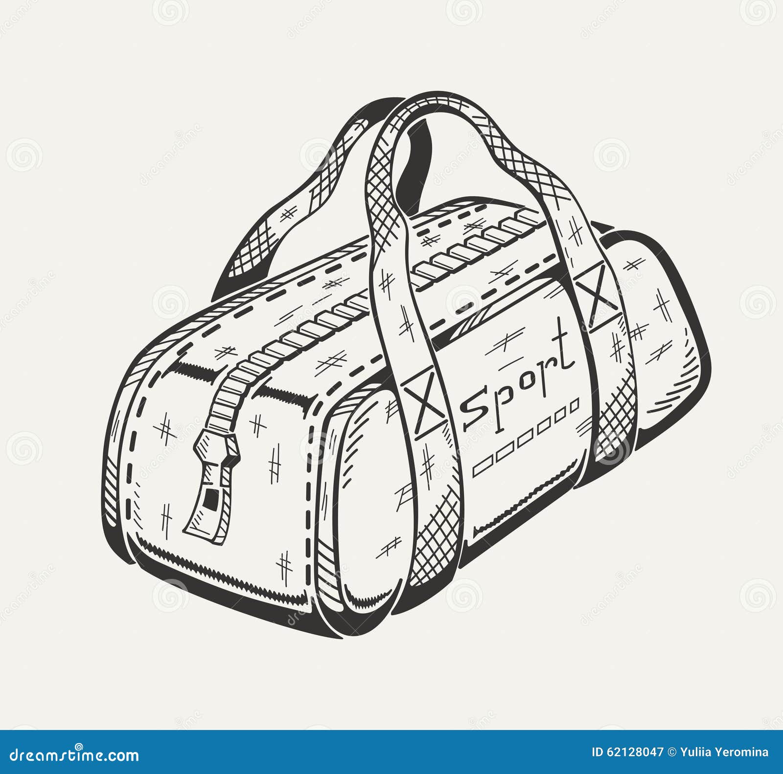 Monochrome Illustration of Sports Bag Stock Vector - Illustration of ...