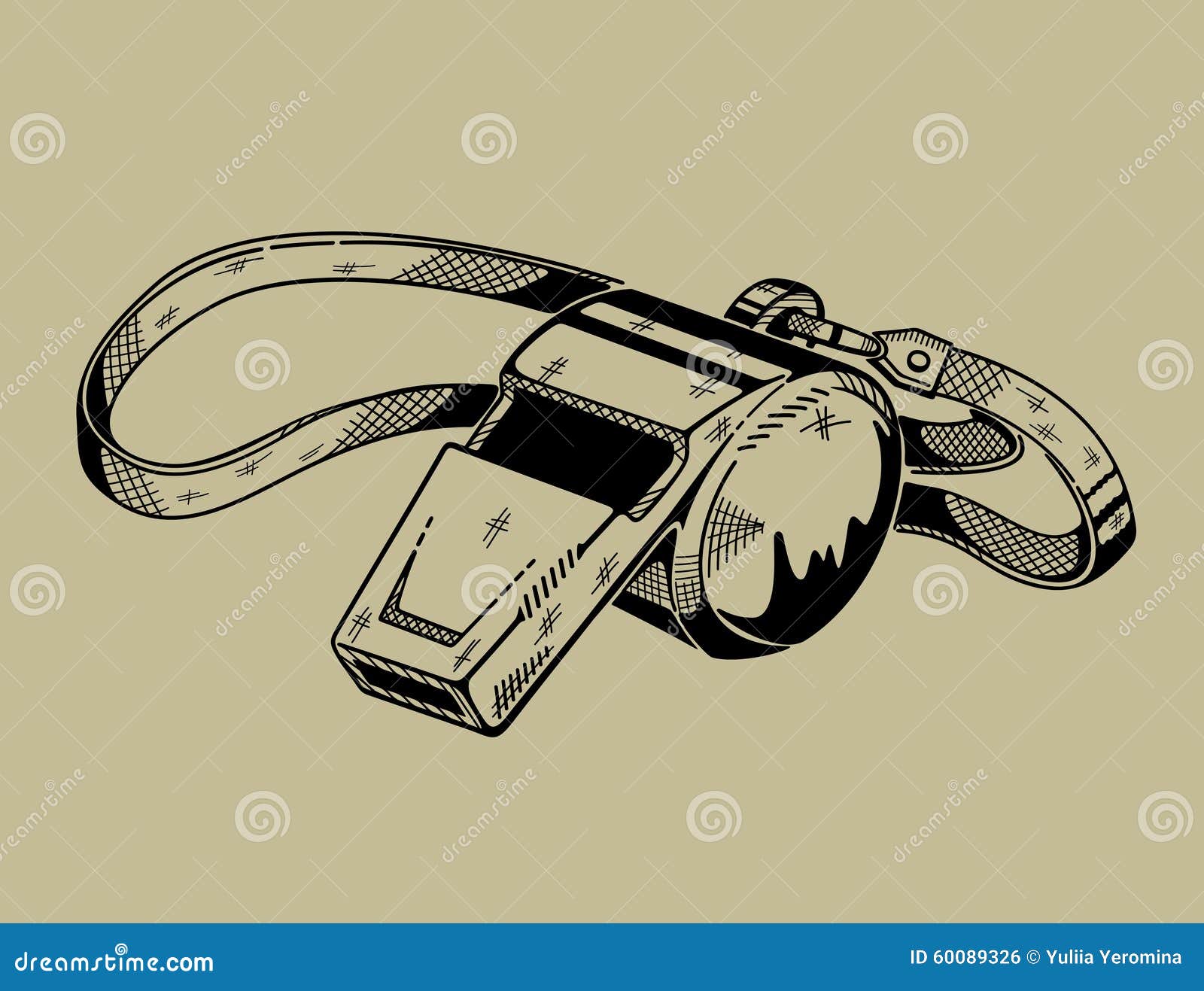 Monochrome Illustration of Whistle. Sports Stock Vector - Illustration ...