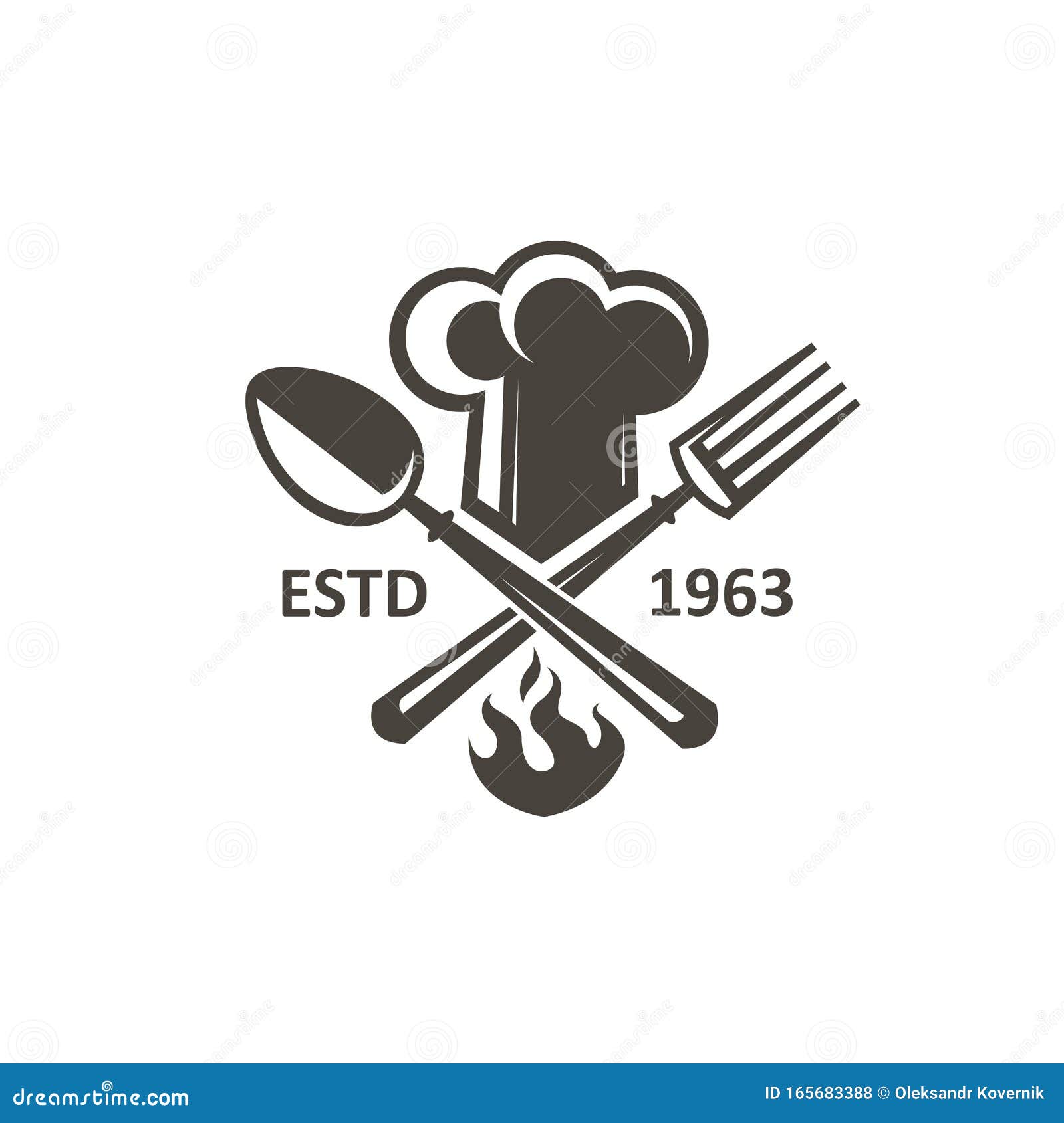 Crossed Spoon Fork And Chef Hat Stock Vector Illustration Of Food Dining 165683388