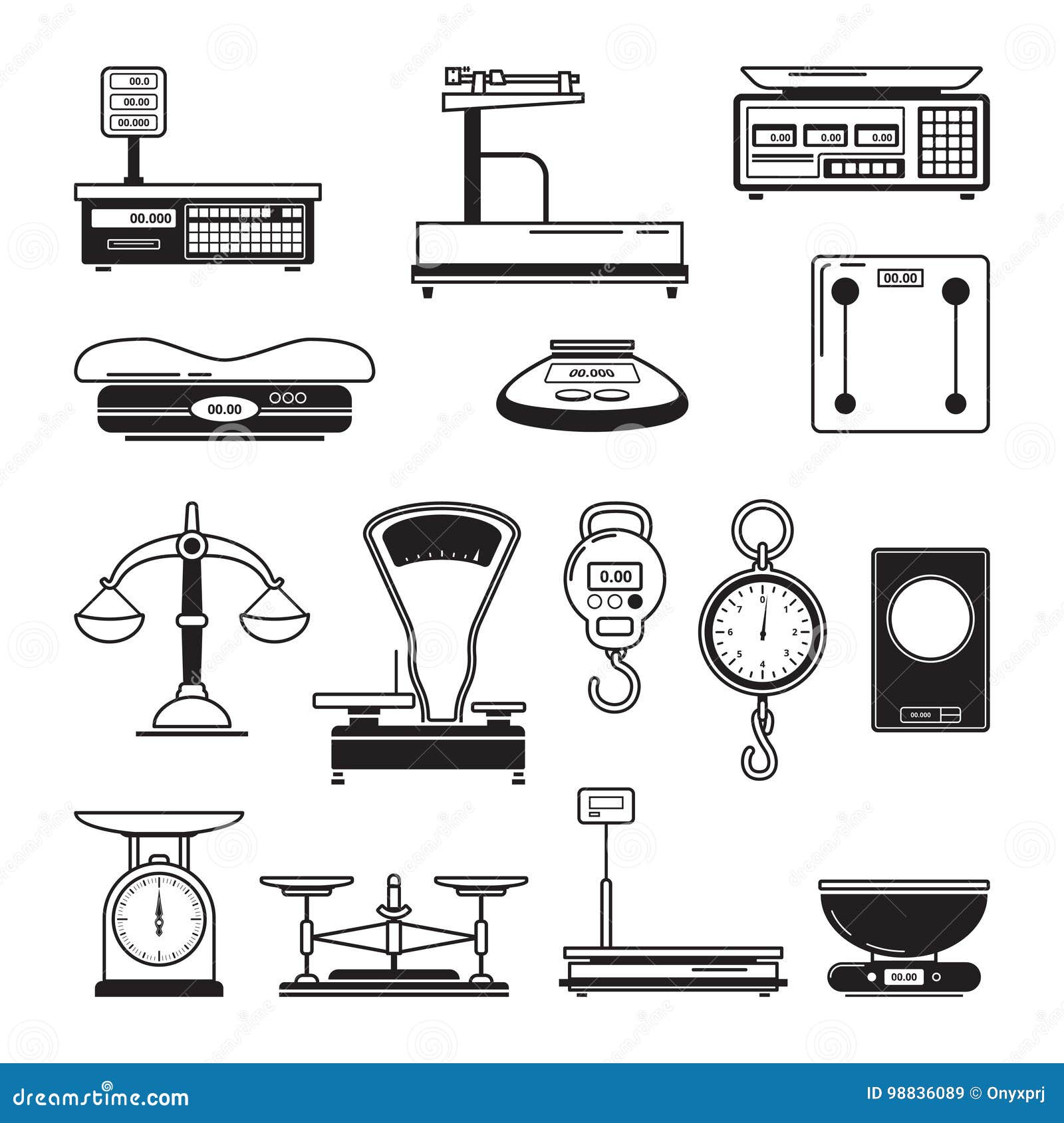 Monochrome Illustrations of Scales. Visualization of Balance Tools ...