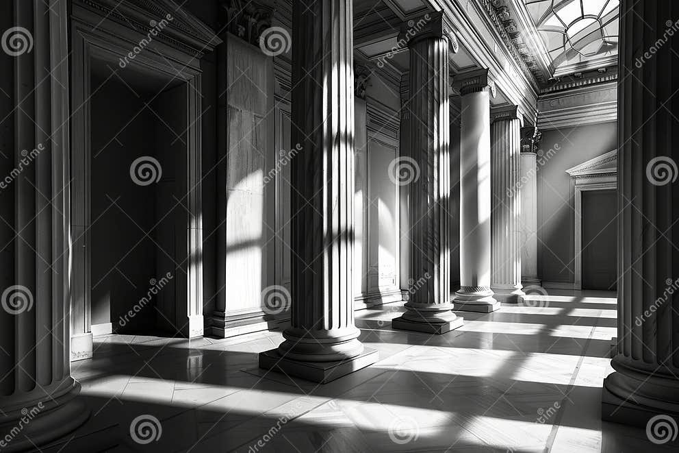 Monochrome Image of Architectural Columns, Experiment with Light and ...