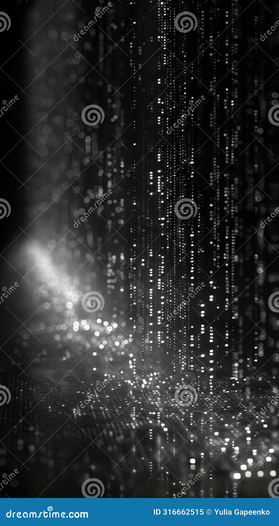 Rain Falling Down in Black and White Stock Image - Image of downpour ...