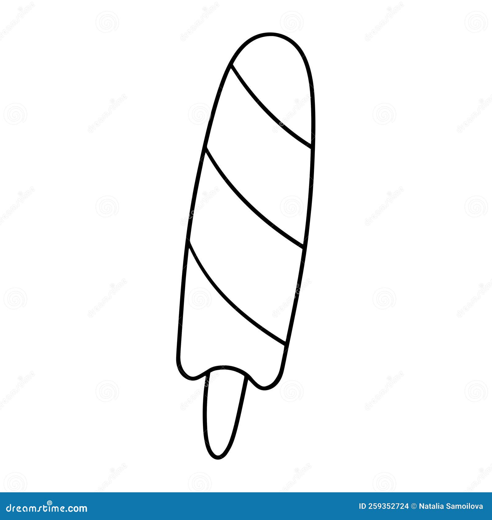Monochrome Image, Cold Multicolored Fruit Popsicle on a Stick, Vector ...