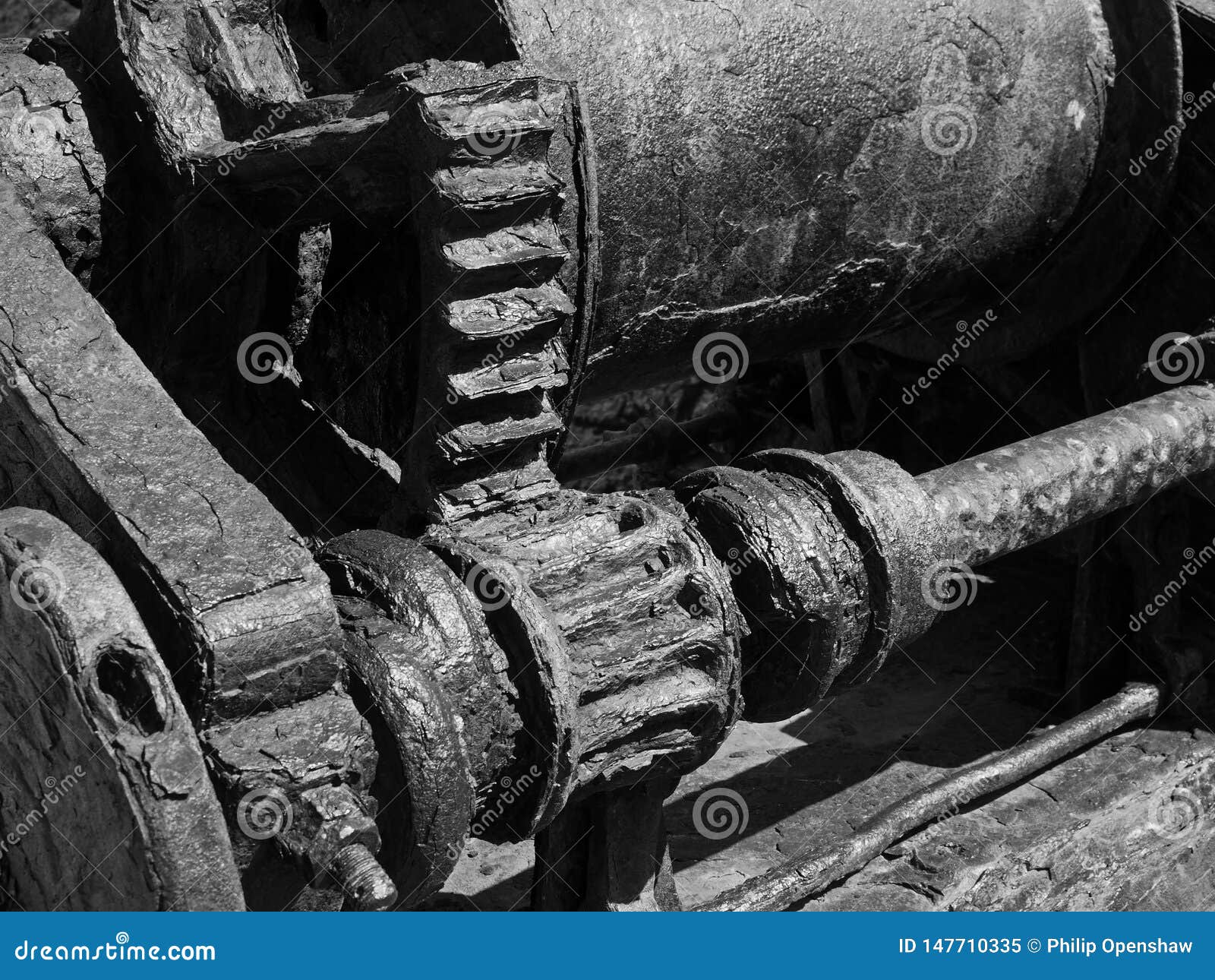 Rusted Cogs And Gears On An Old Broken Industrial Machine Stock ...