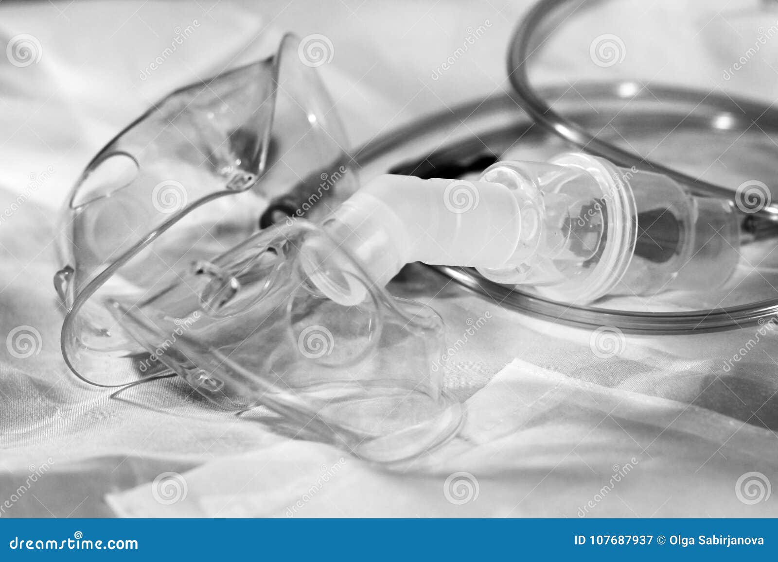 Monochrome Image of an Oxygen Mask. Stock Image - Image of help, breath ...