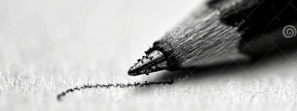 A Monochrome Image of a Pencil, Its Tip Touching the Paper S Surface ...