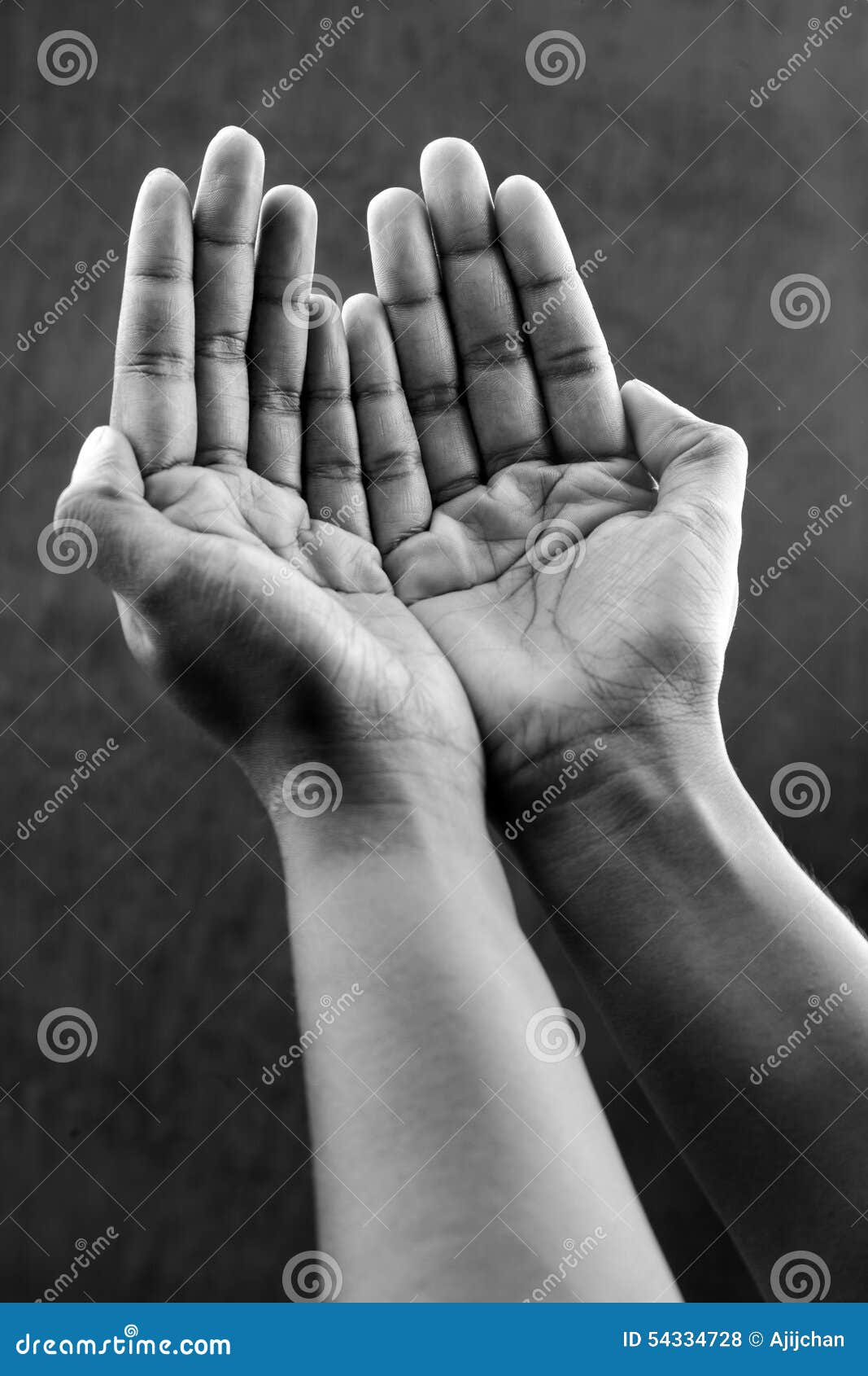 Monochrome Image of a Praying Hands. Stock Photo - Image of care, cover ...