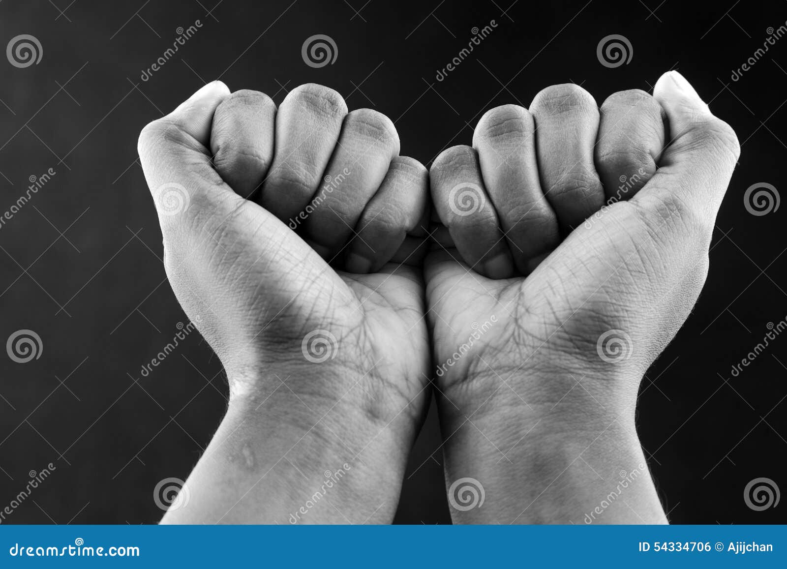 Monochrome Image of Two Closed Hands. Stock Photo - Image of cover ...