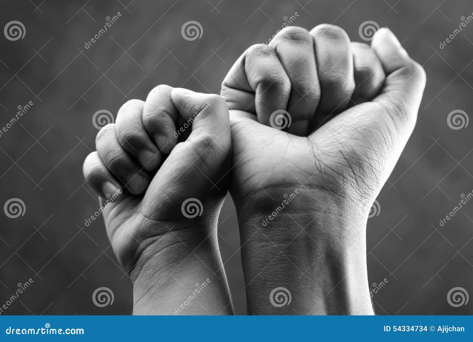 Monochrome Image of Two Closed Hands. Stock Photo - Image of fingers ...