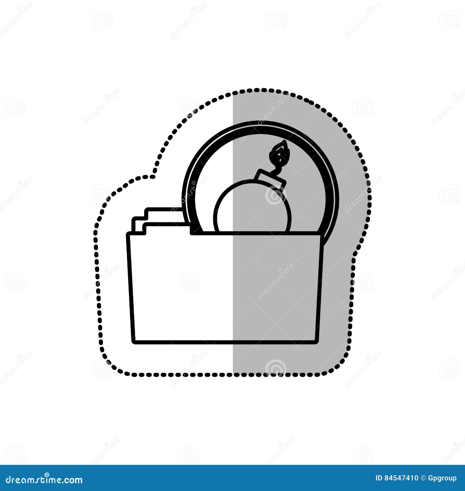 Monochrome Middle Shadow Sticker of Folder Virus Bomb Stock Vector ...