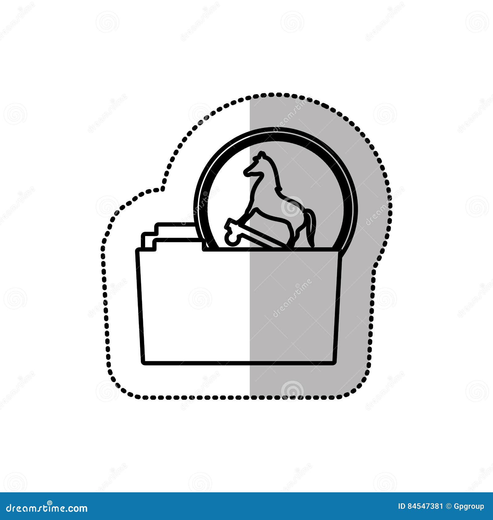 Monochrome Middle Shadow Sticker of Folder Virus Trojan Horse Stock ...