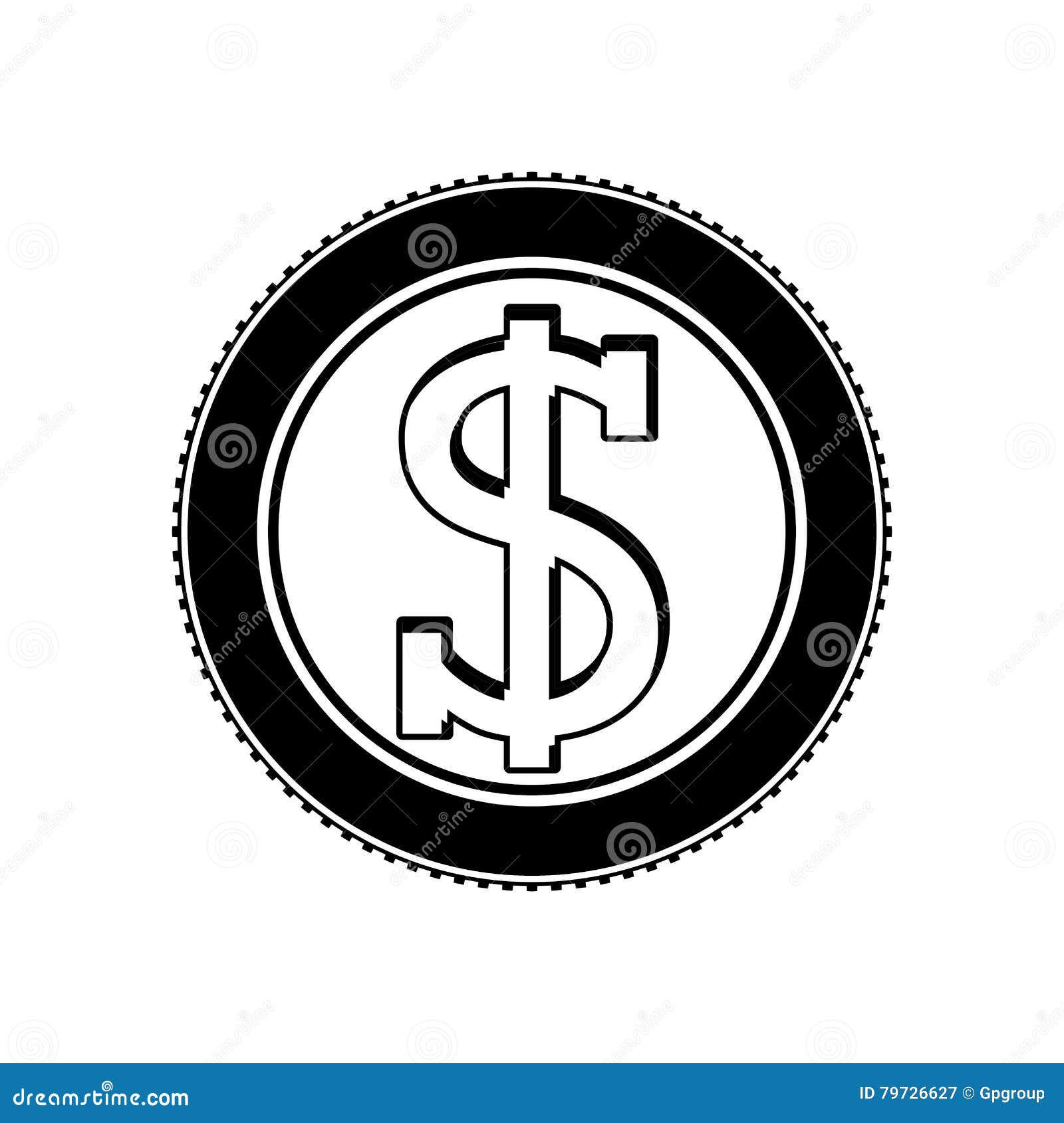 Monochrome with Money Symbol Ring Stock Vector - Illustration of coins ...