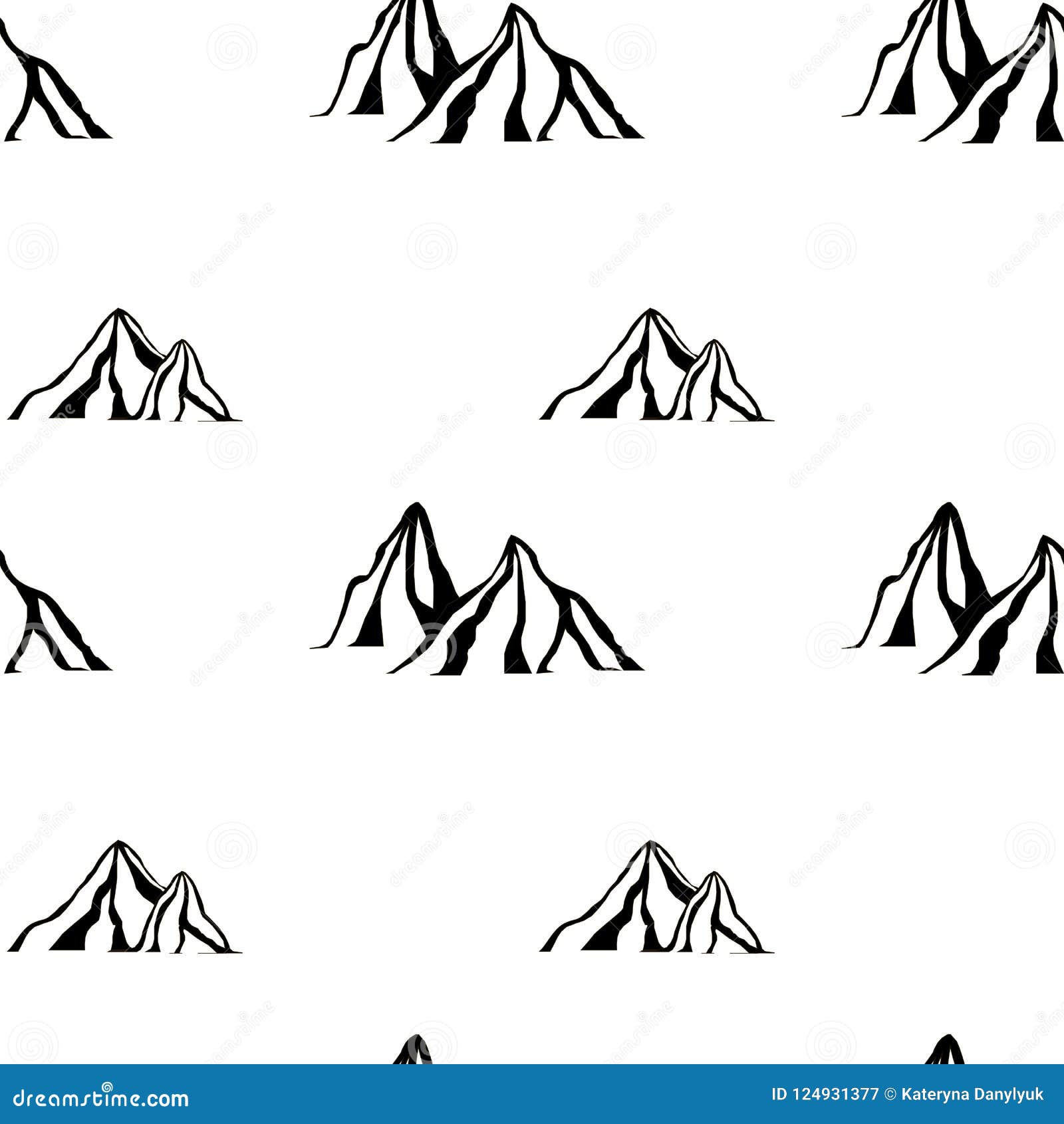 Monochrome Mountain Seamless Pattern Stock Vector Illustration Stock ...