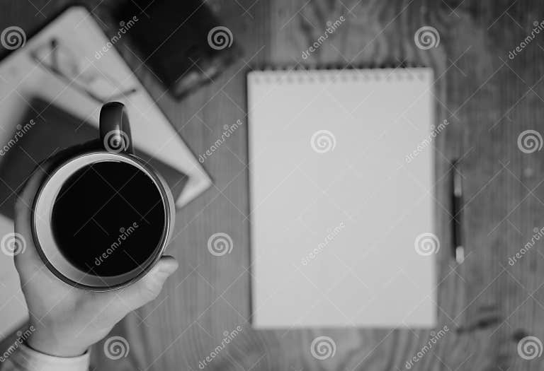 Monochrome Notebook Paper Writing Tools Stock Photo - Image of document ...
