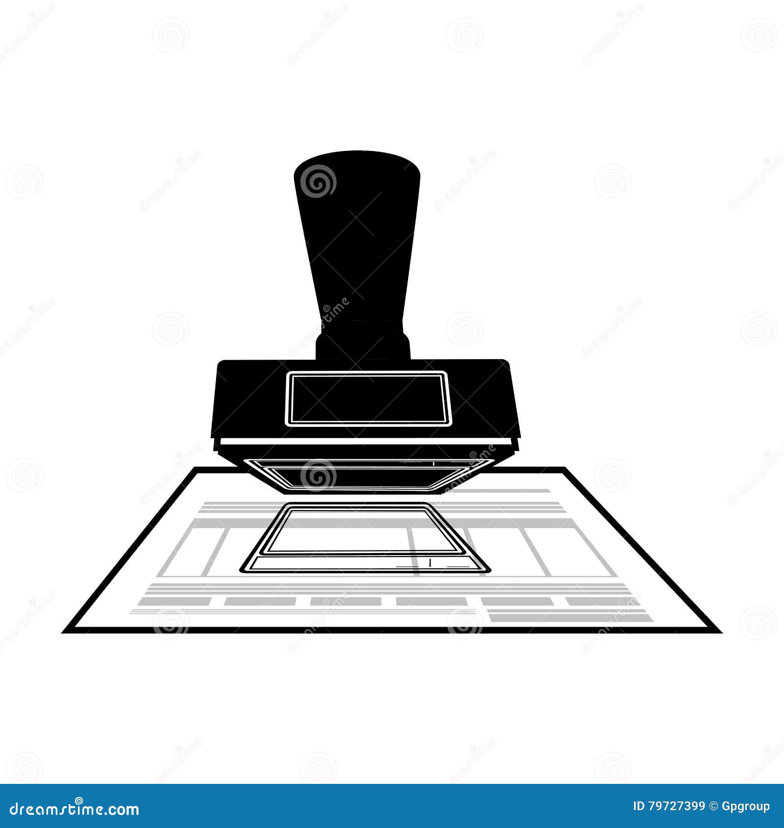 Monochrome Office Stamp with Document Stock Vector - Illustration of ...