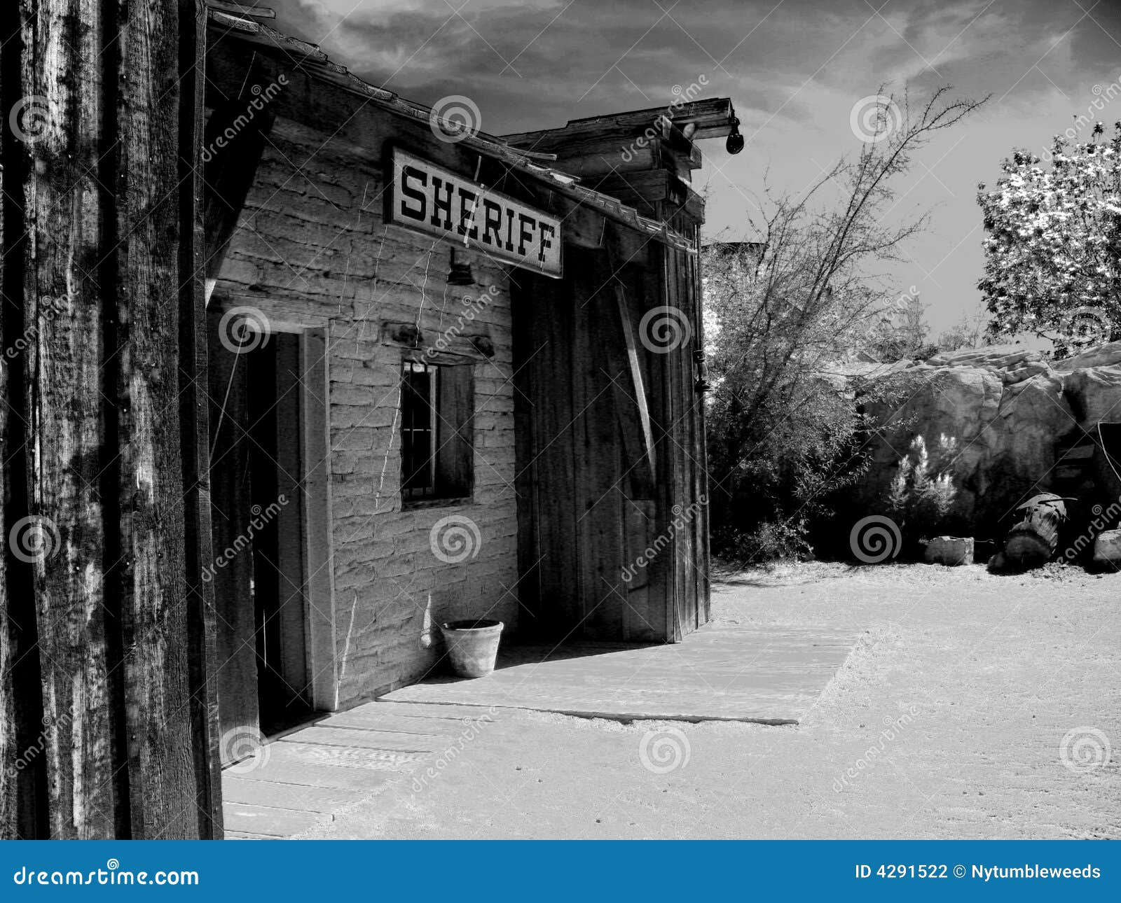 Monochrome Old West Sheriff S Building Stock Photo - Image of desert ...
