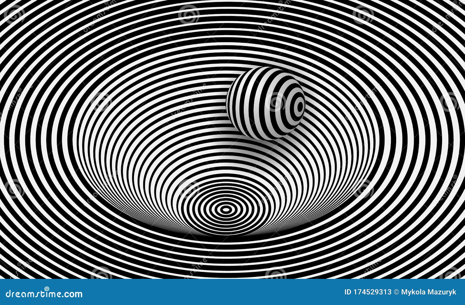 Monochrome Optical Illusion with Circles and Sphere Stock Vector ...