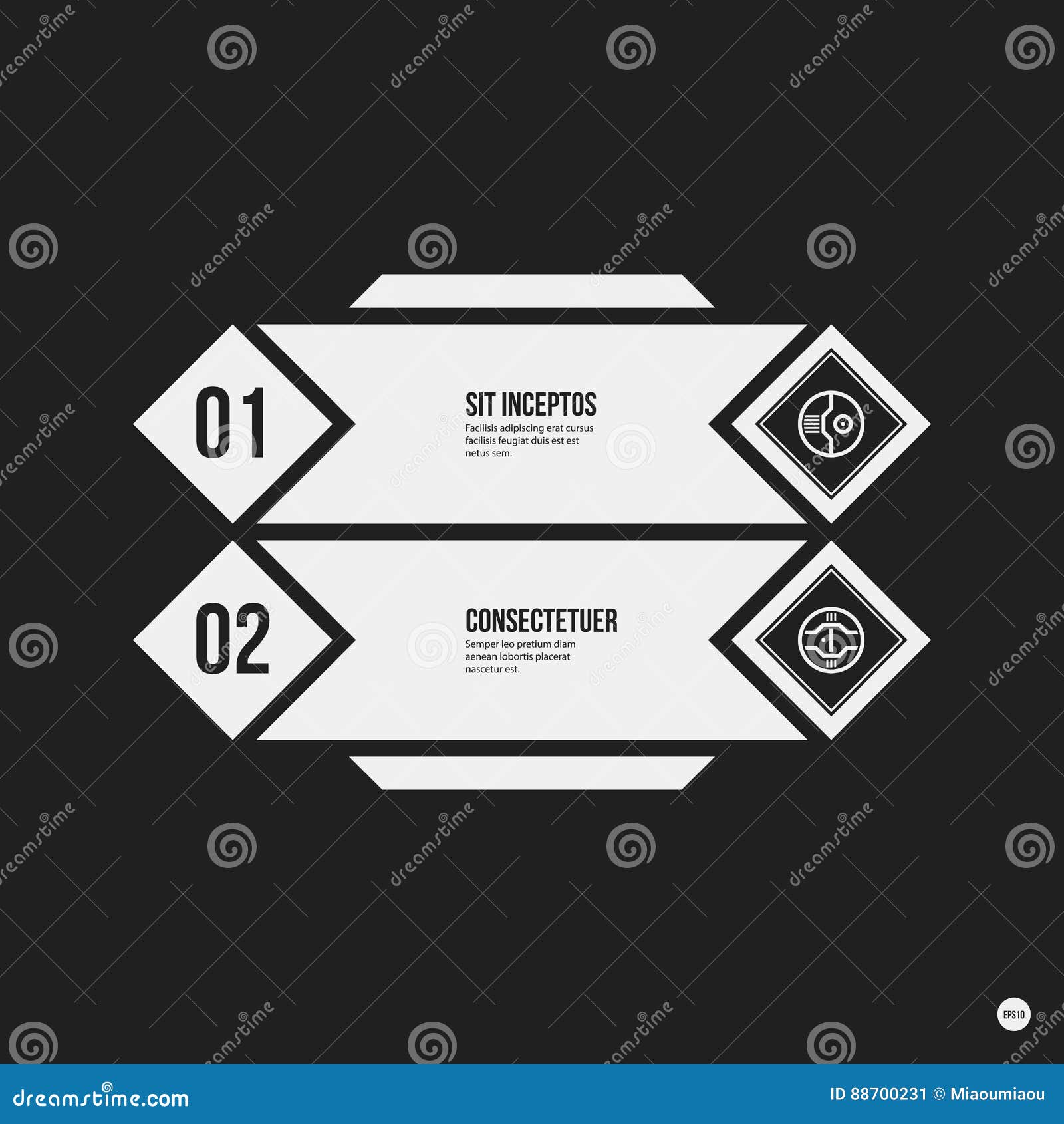 Monochrome Options Template in Strict Contrast Style Stock Vector ...